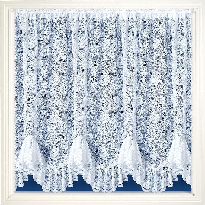 Maple Textiles Austrian Flounce Victorian Flower Lace Thick Net Curtain ...