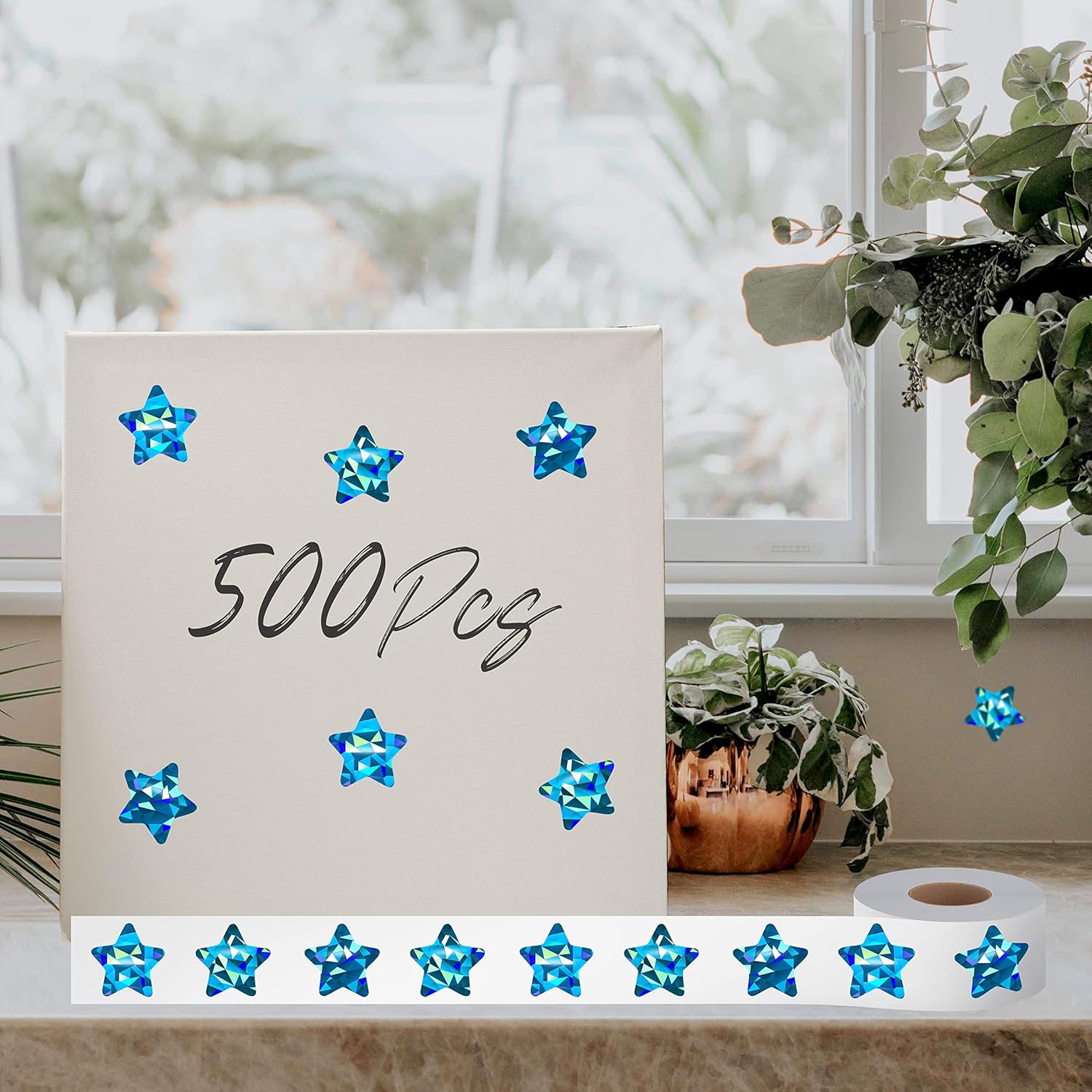 Amazon.com: 500 PCS Holographic Blue Star Stickers, Self Adhesive ...