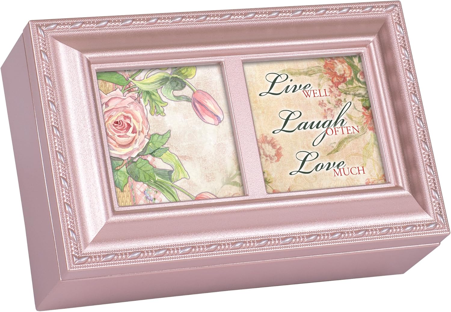 Amazon.com: Cottage Garden Pink Music Box for Jewelry Live Well, Laugh ...