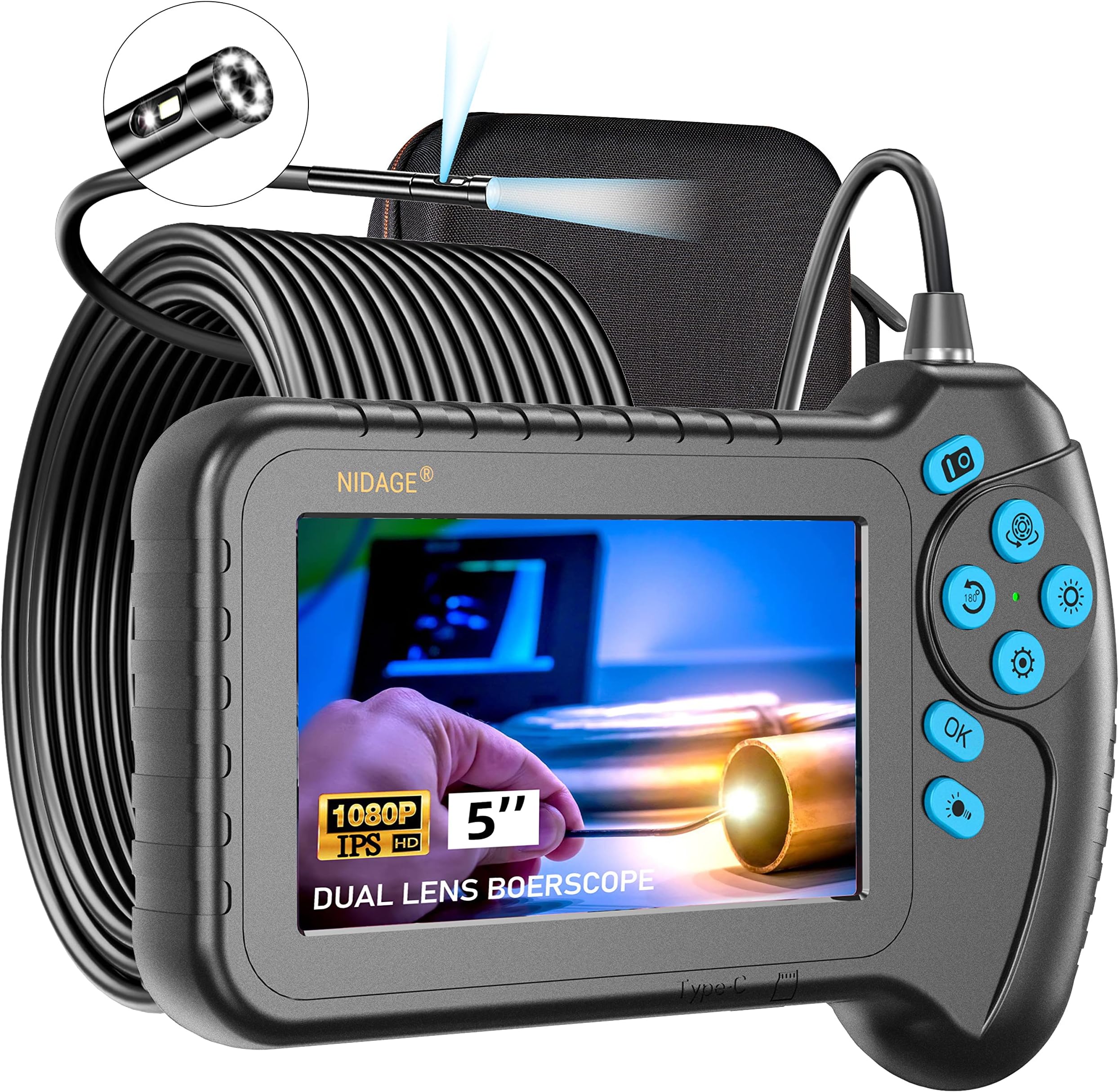 Amazon.com: P40 Handheld Endoscope 1920 x 1080P Industrial Inspection ...