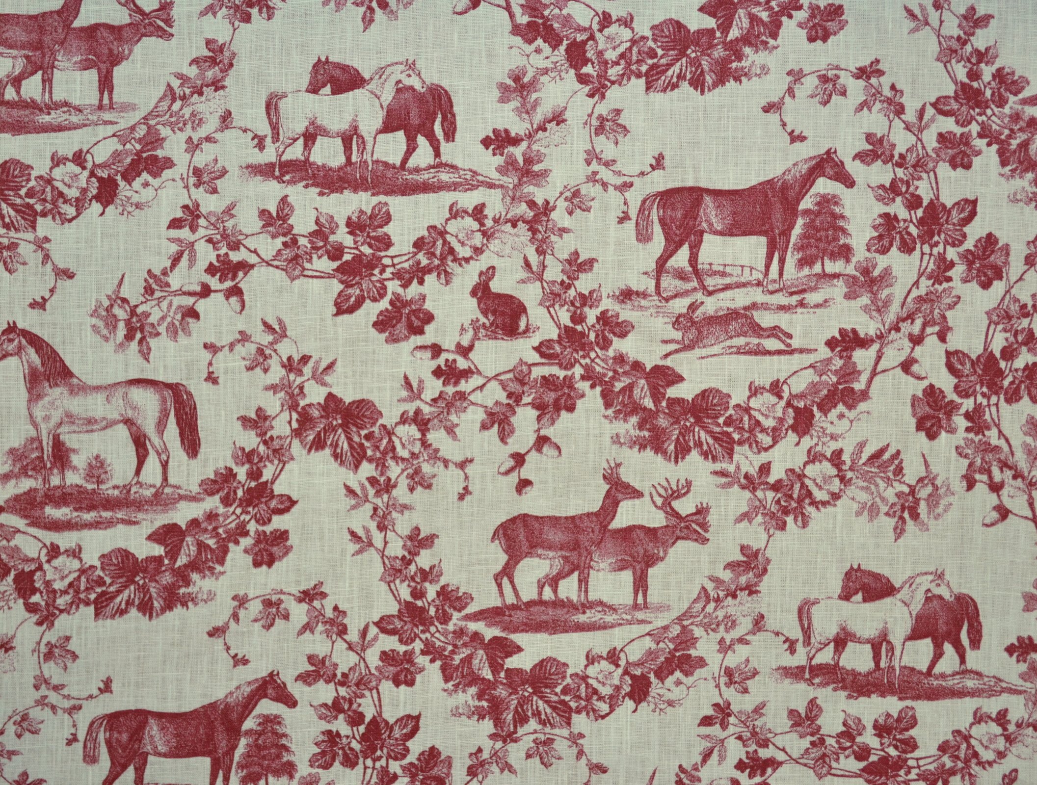 Equestrian Toile Designs Horse Hunting Jumping Toile Fabric Orange | A