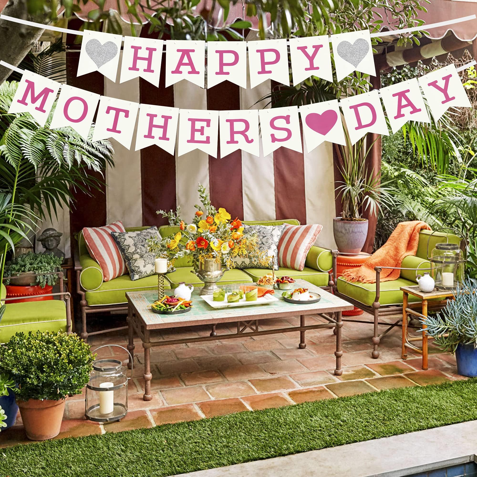 Amazon.com: Happy Mothers Day Party Decorations Supplies Pink Glitter ...