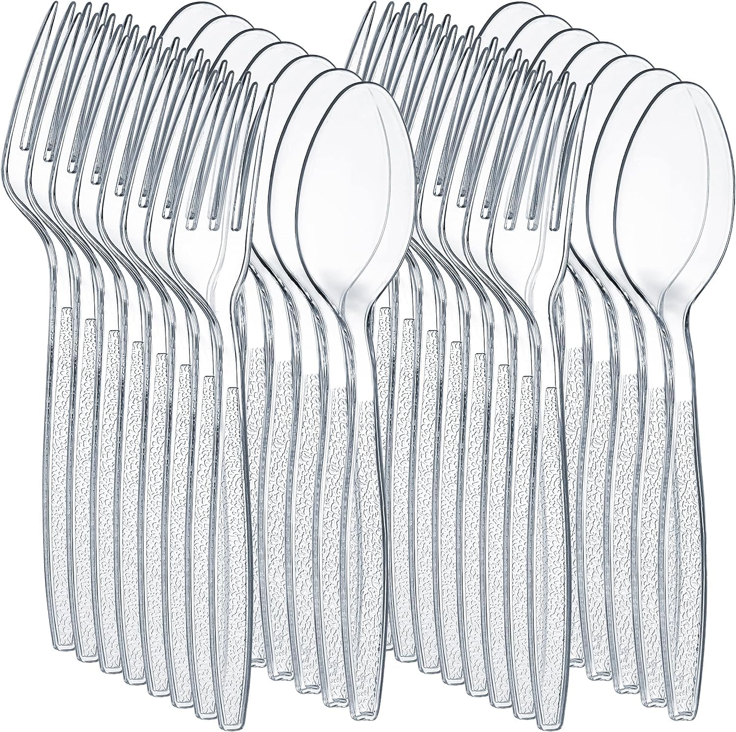 POLCANUR Clear Plastic Cutlery Set,(Bulk Pack 200 Pcs) Plastic Utensils ...
