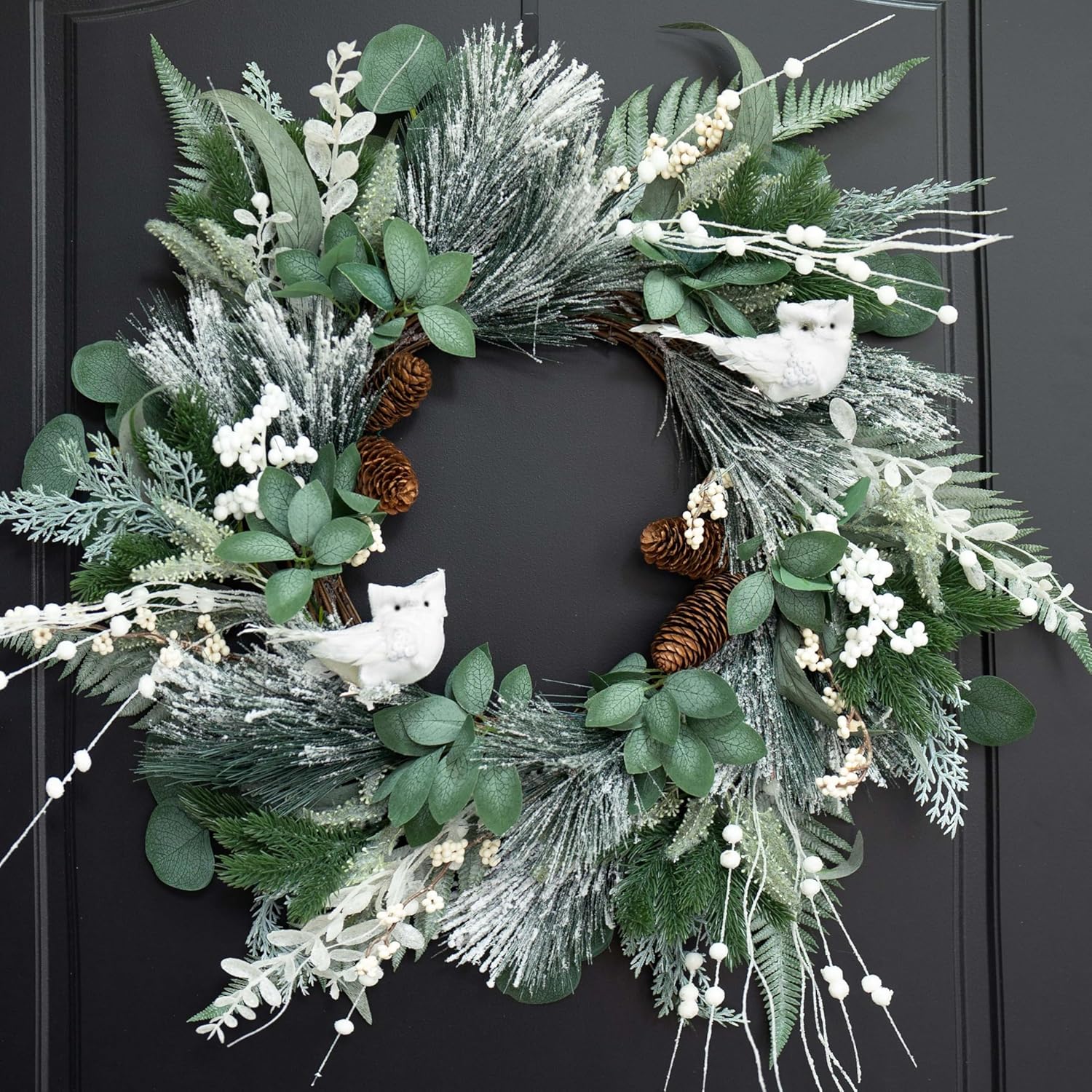 Amazon.com: Pinkpuii Winter Wreaths for Front Door 24 Inch Snowy ...
