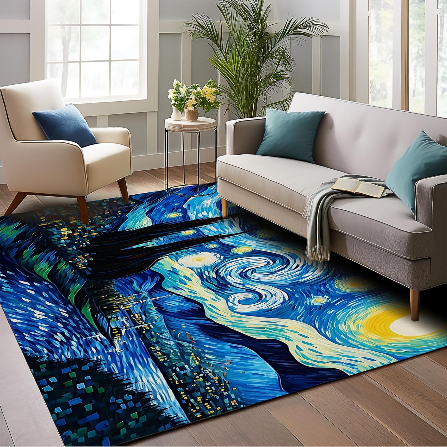 Amazon.com: Area Rug 5x7 Washable Rug,Van Gogh Starry Night Area Rugs ...