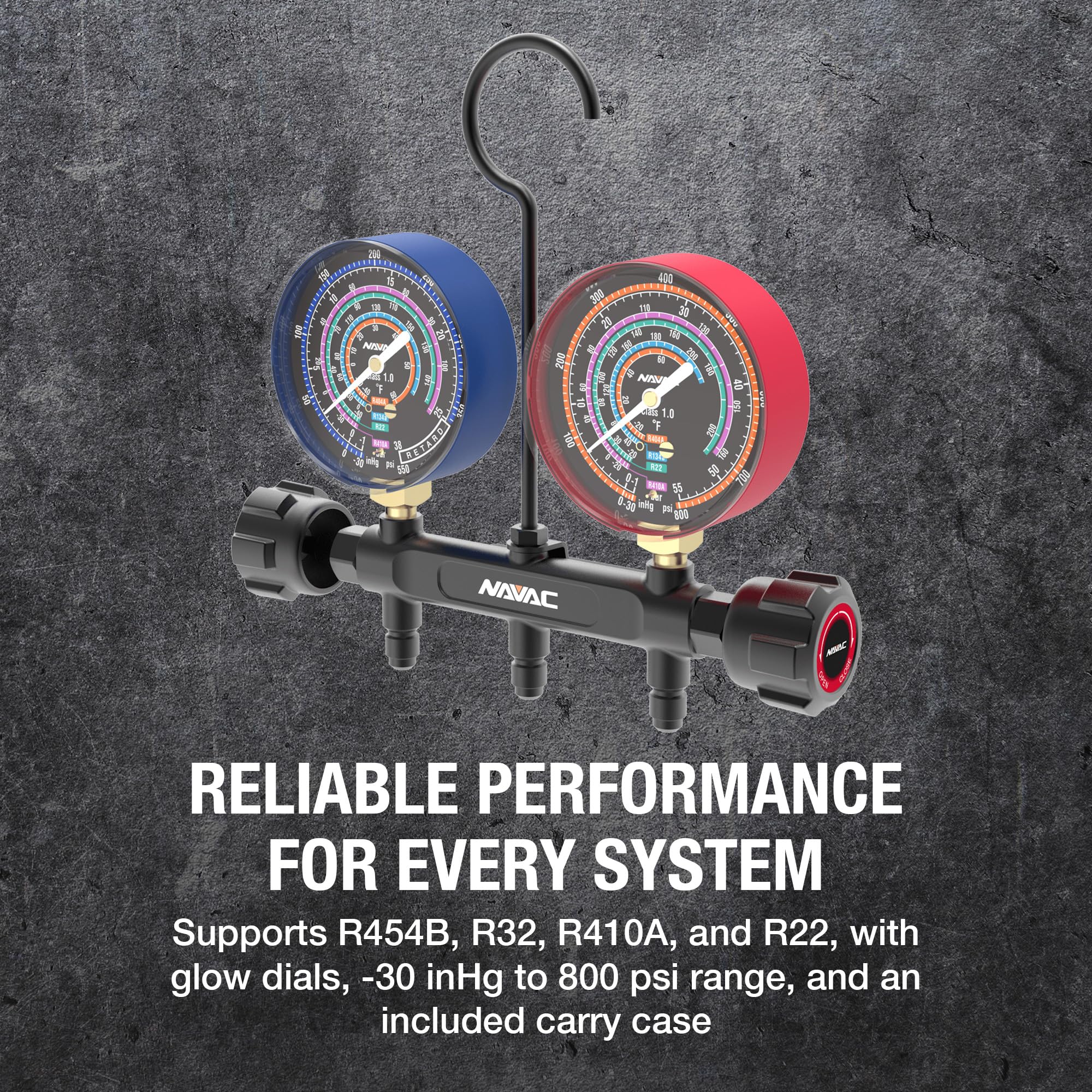 Snapklik.com : NAVAC NMG12A Pro Manifold Gauge - Brass Body