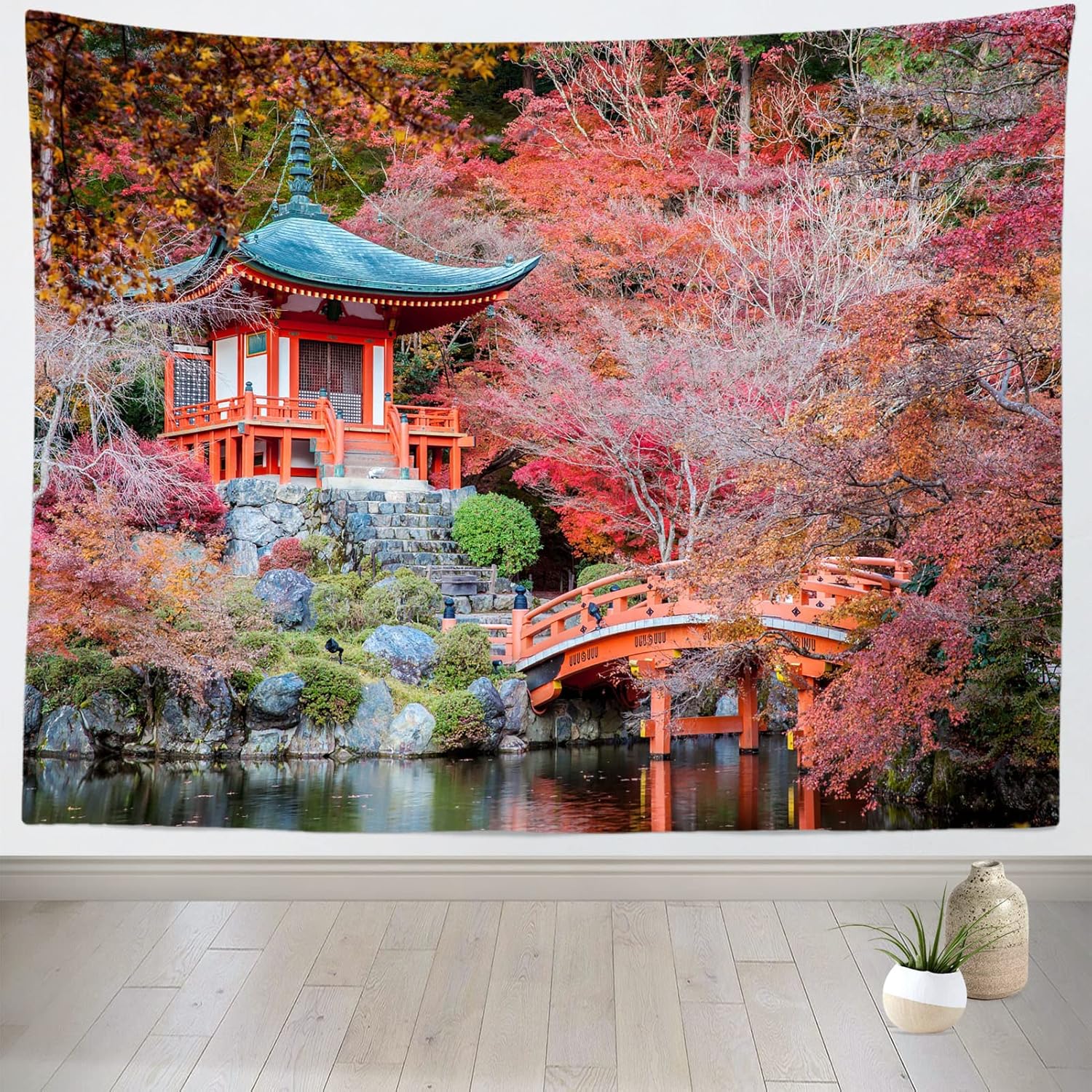 BELECO Japanese Tapestry Wall Hanging Japan Temple Tapestry Backdrop ...