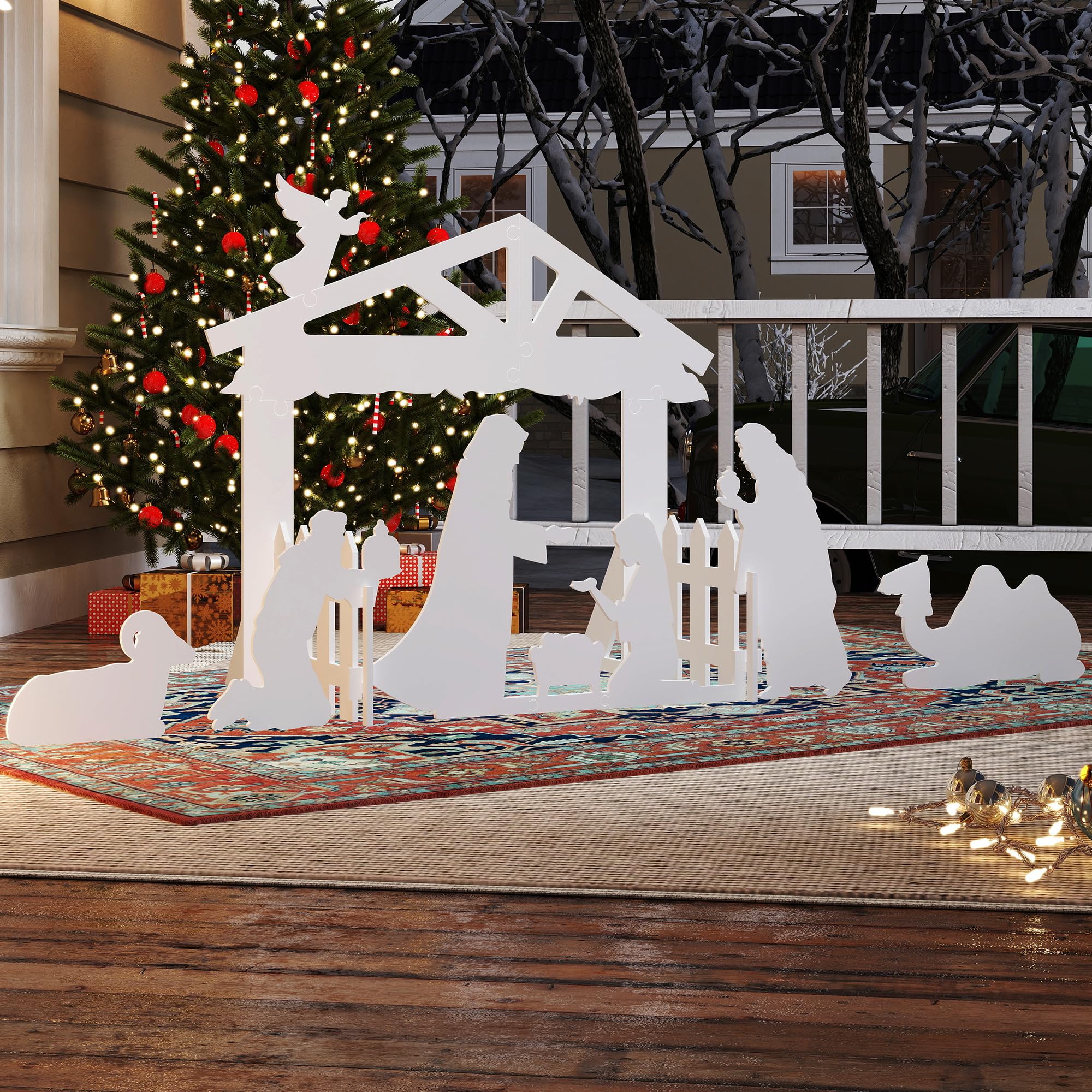 Amazon.com: 4ft Lighted Large Outdoor Nativity Scene, 8PC Weather ...