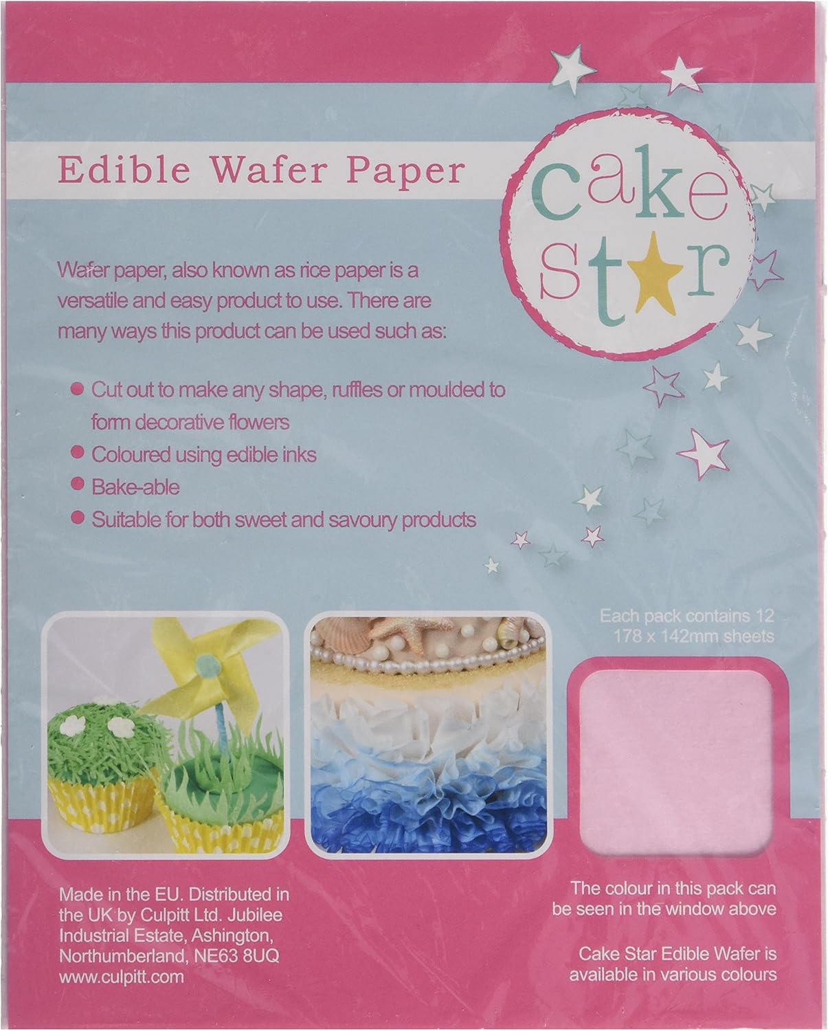 Cake Star Edible Pink Wafer Paper (Pack of 10, Total 120) : Amazon.co ...