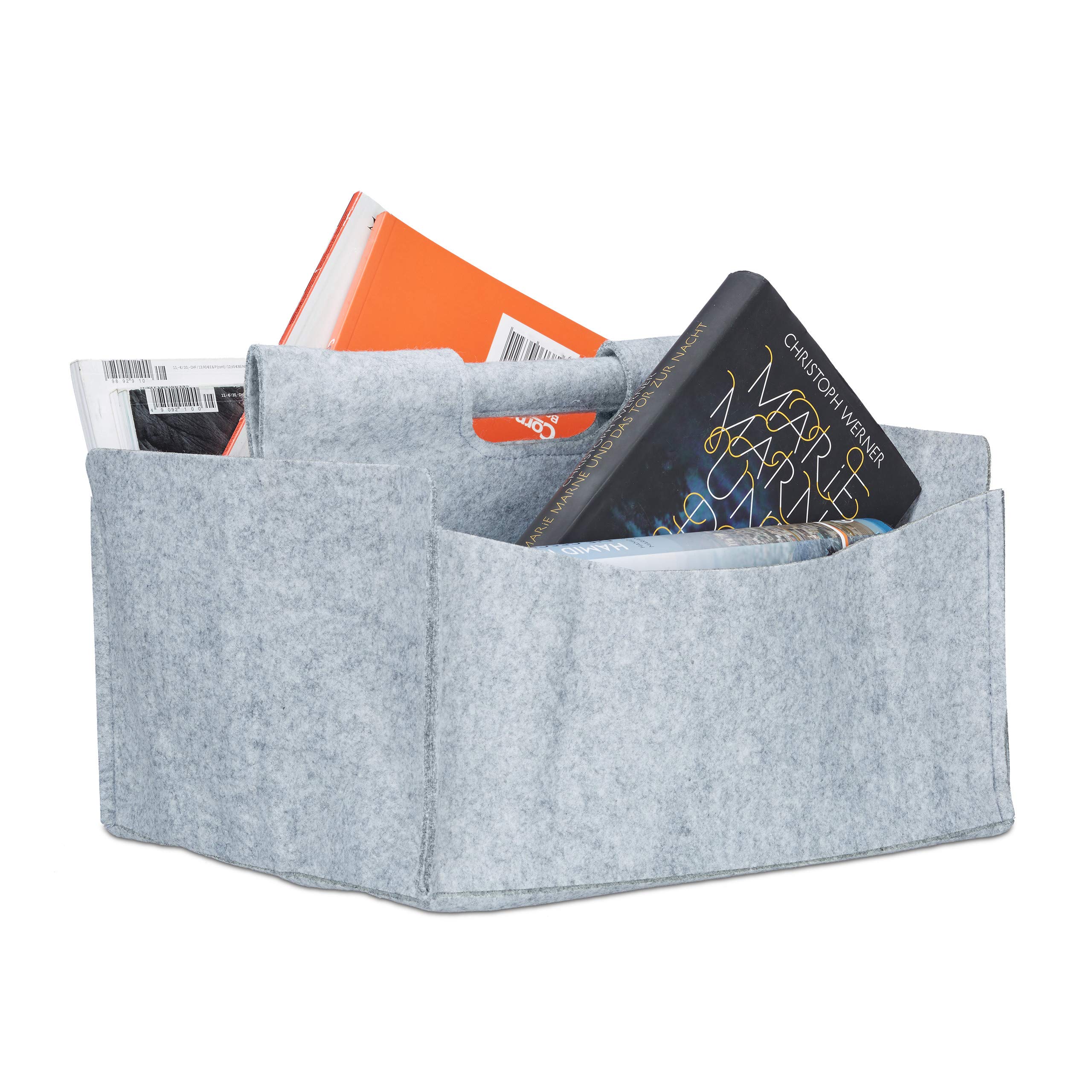 Relaxdays Felt Newspaper Basket, HxWxD: 22 x 32 x 99 cm, 2 Compartments ...