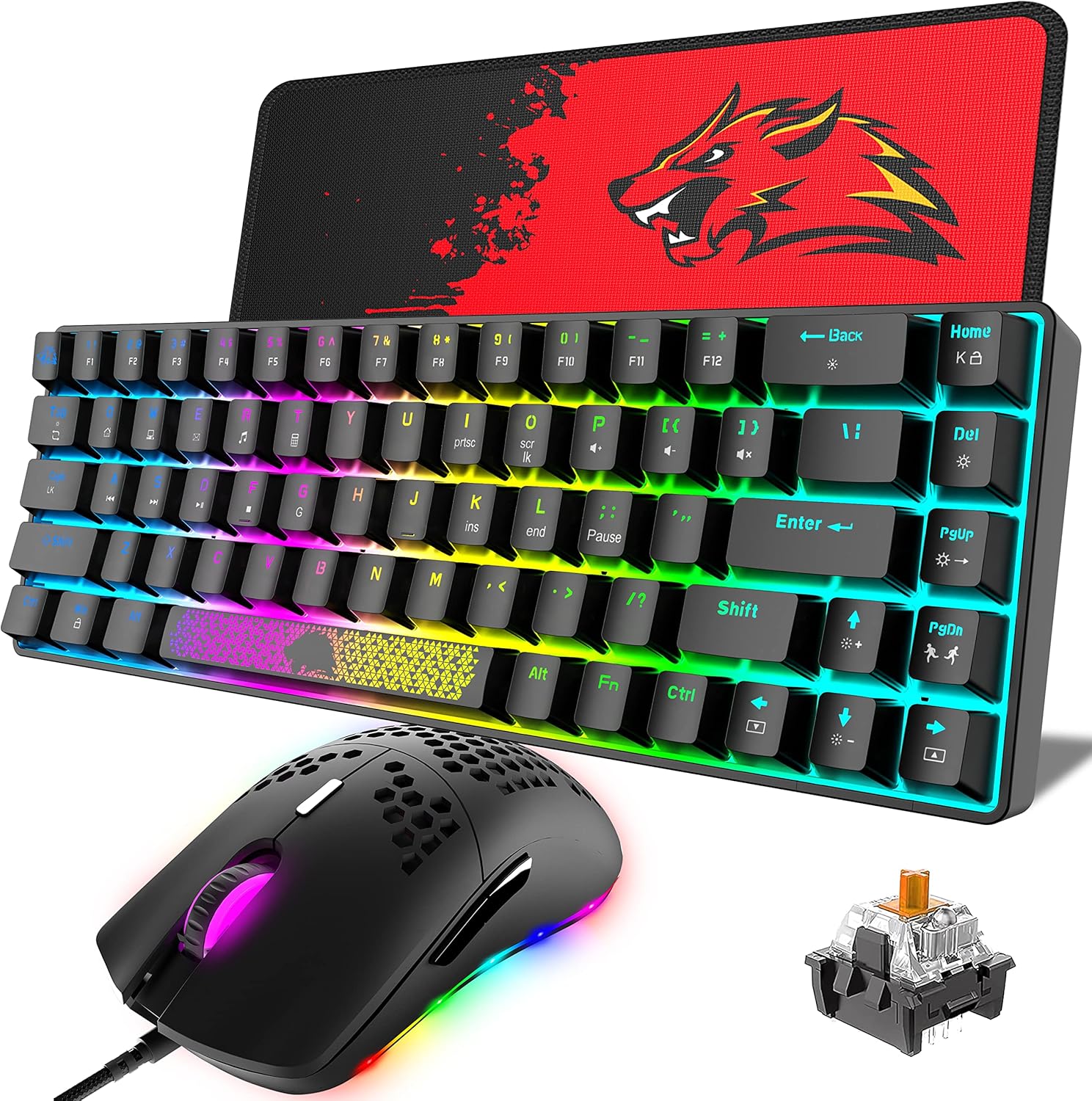 KUIYN T8 60% Mechanical Gaming Keyboard,68 Keys TKL Compact Layout Mini ...
