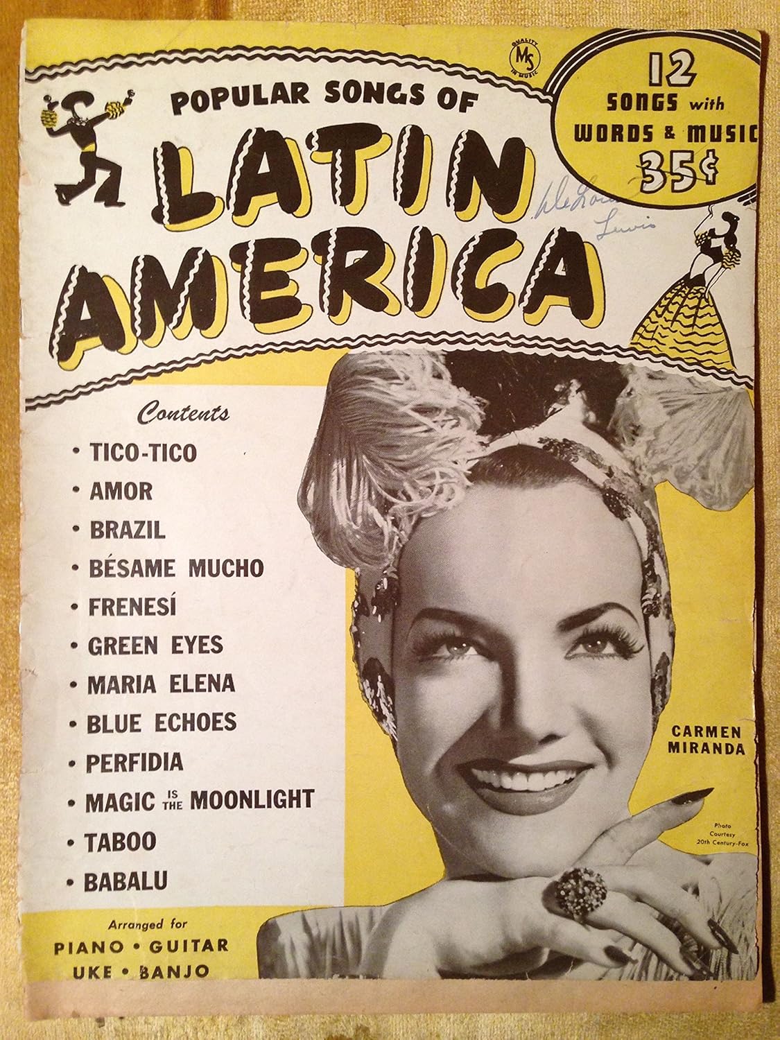 Popular Songs of Latin America: 12 Songs with Words and Music - Cover ...