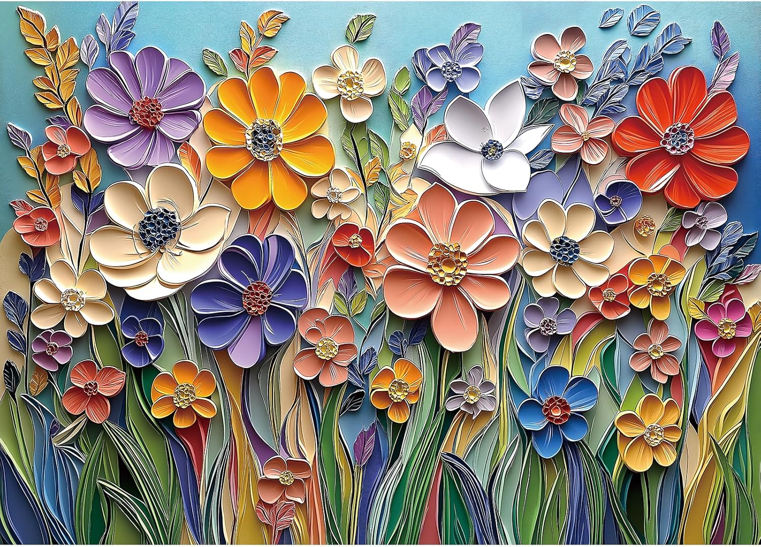 Amazon.com: MINIWAN Colorful Embossed Flowers Puzzles for Adults, Plant ...