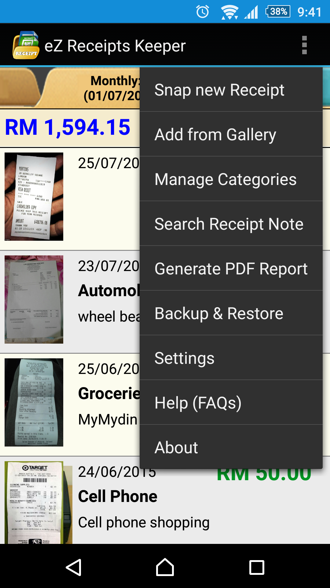 eZ Receipts Keeper - App on Amazon Appstore