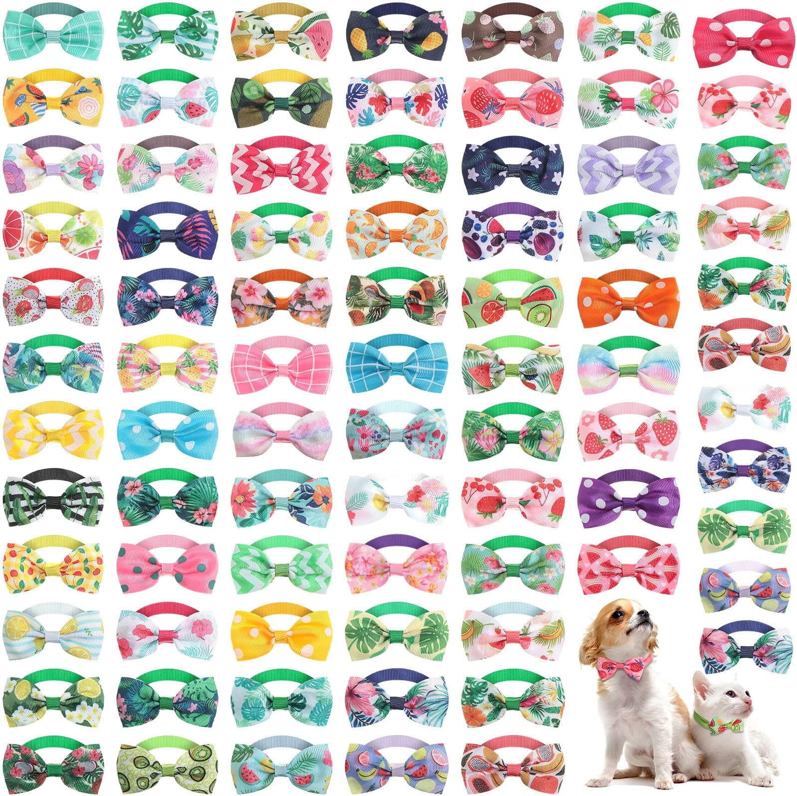 Amazon.com : 80 Pcs Dog Bows Dog Bow Ties for Small Dogs Assorted ...