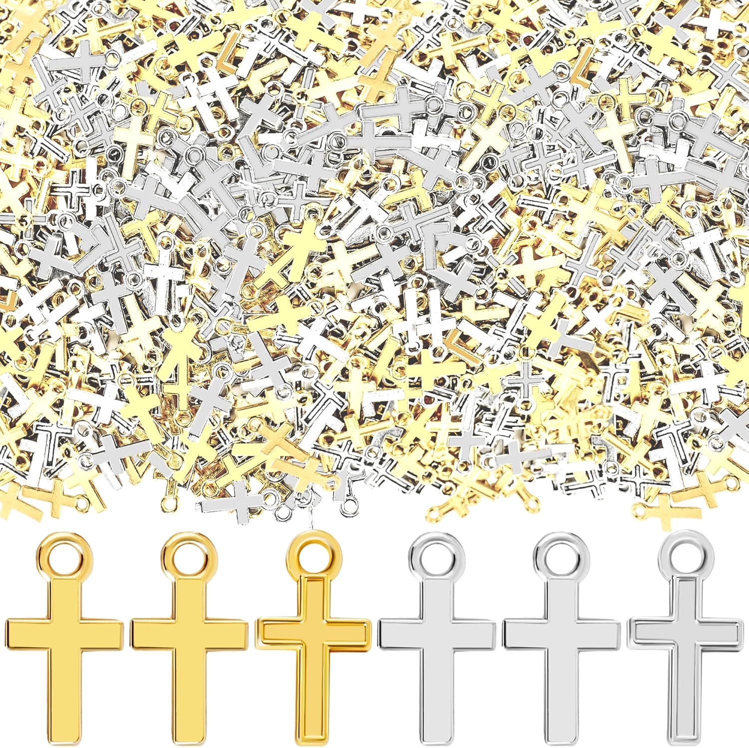 Amazon.com: Kugliwa 500 Pcs Small Cross Charms Alloy Mini Antique Cross ...
