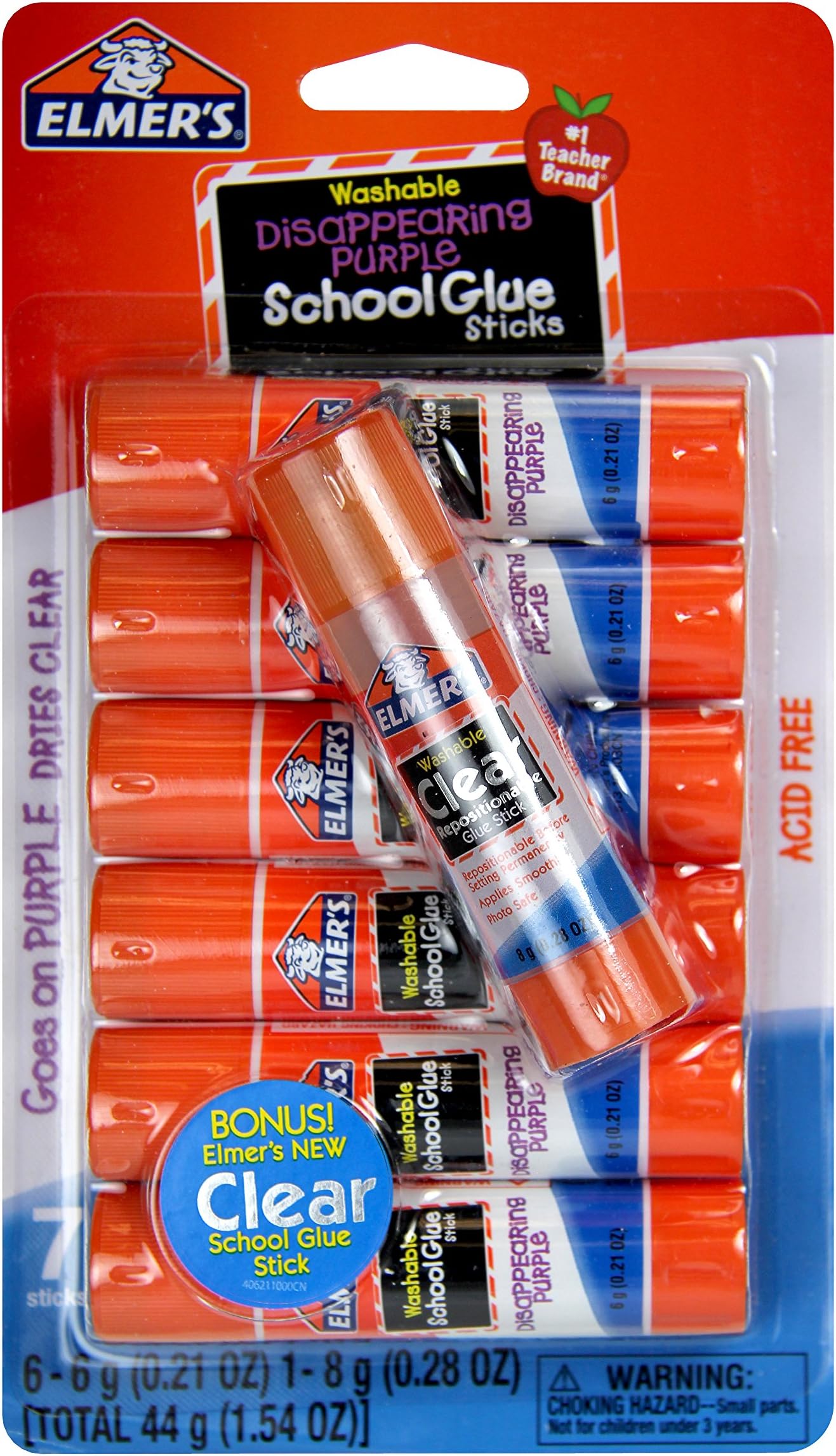 Amazon.com : Elmer's All Purpose School Glue Sticks, Clear, Washable, 4 ...
