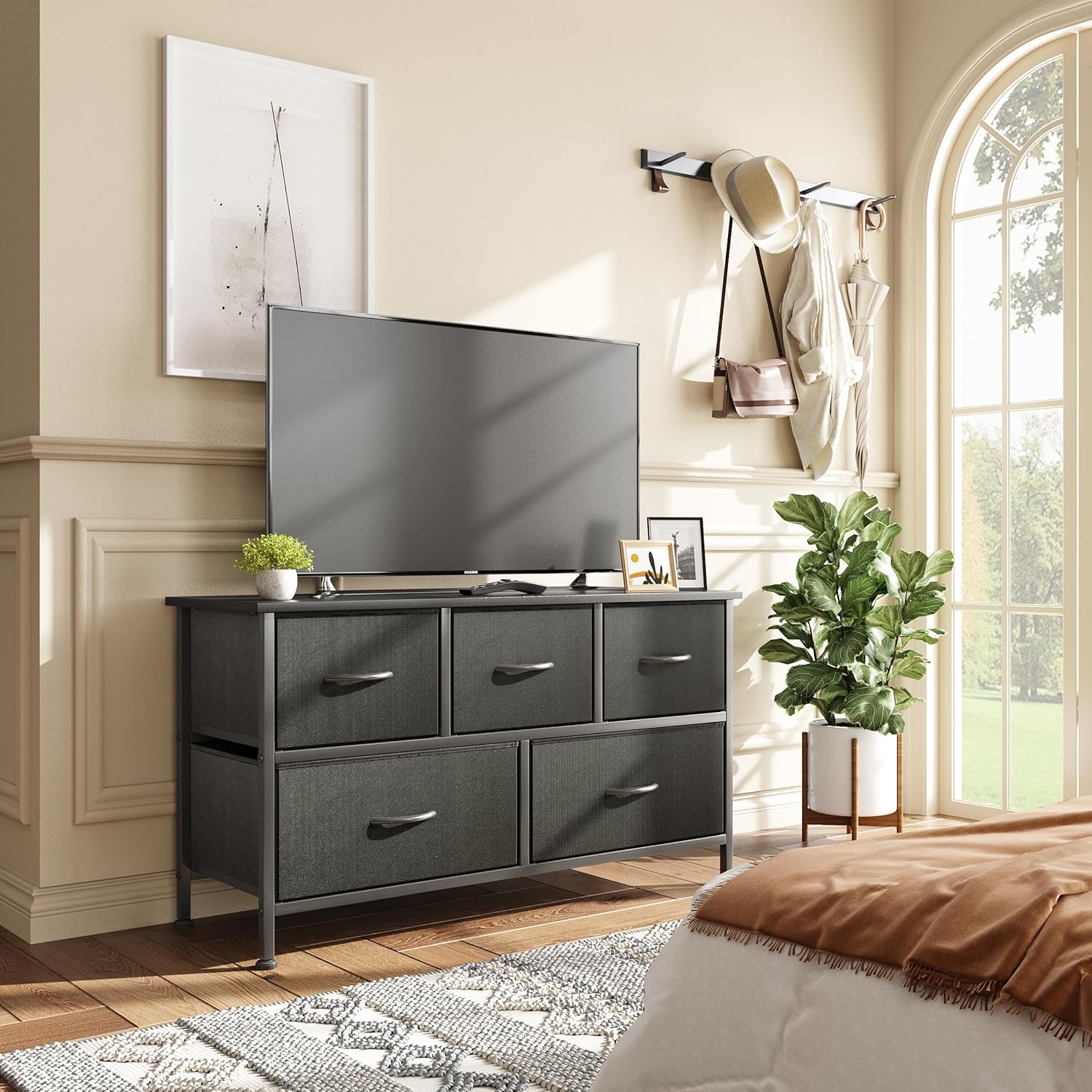 MUTUN Commode de rangement à 5 tiroirs, double commode, meuble TV ...