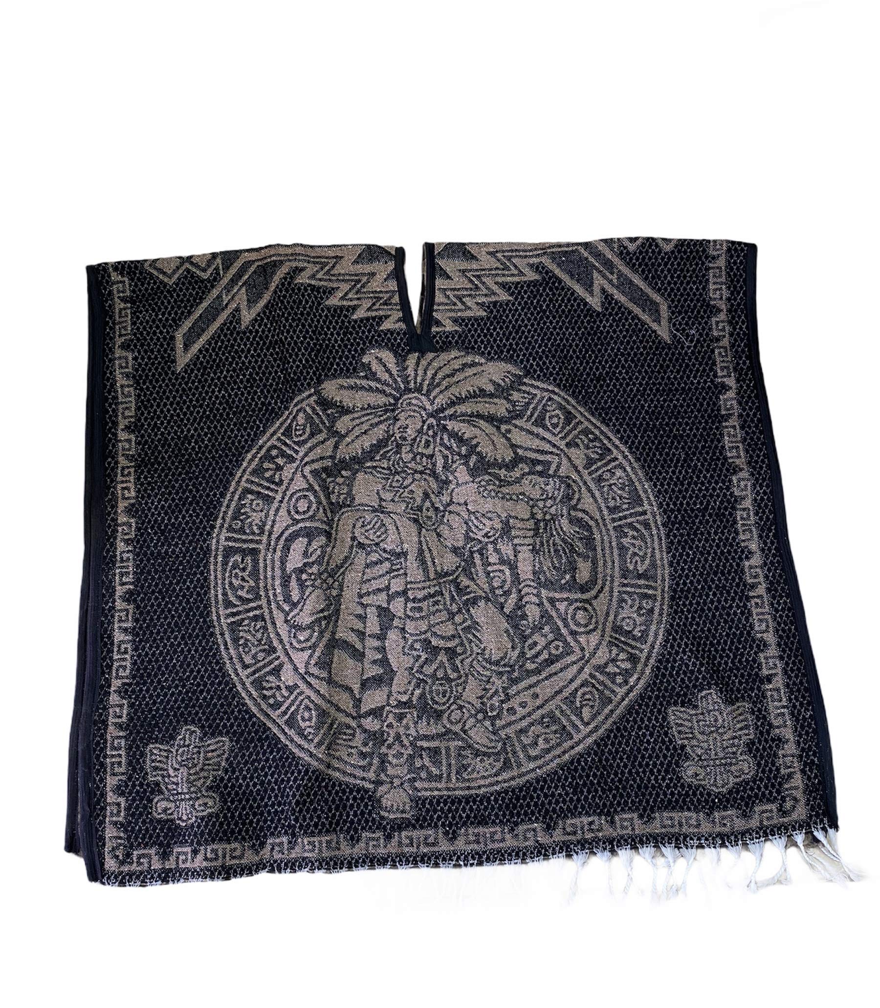 Emisaaztec Calendar Aztec Warrior Poncho Thick Gaban Mexican Poncho ...