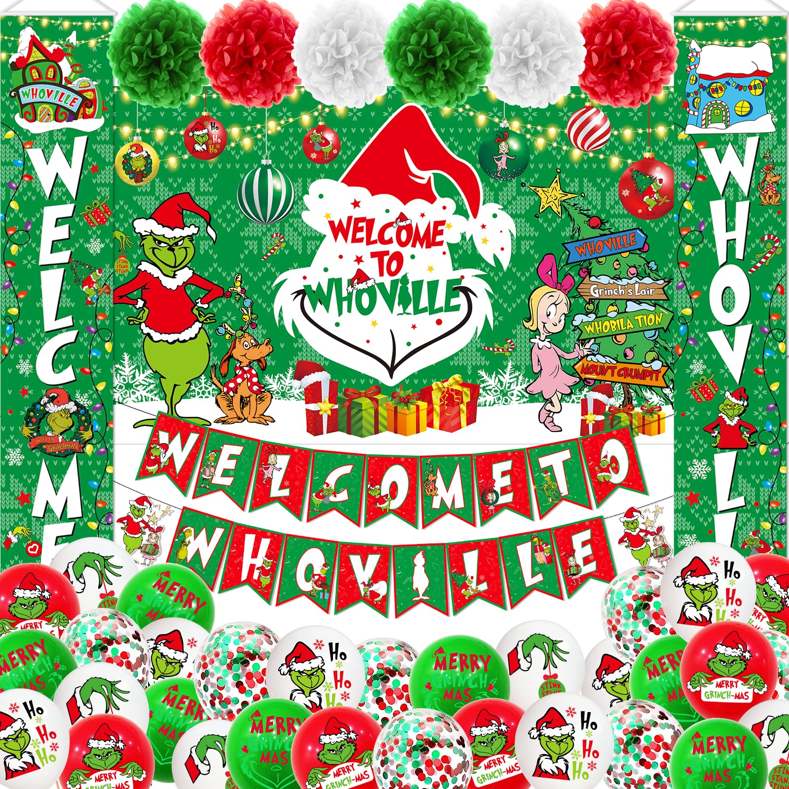 Amazon.com: 63Pcs Whoville Christmas Decorations Welcome To Whoville ...