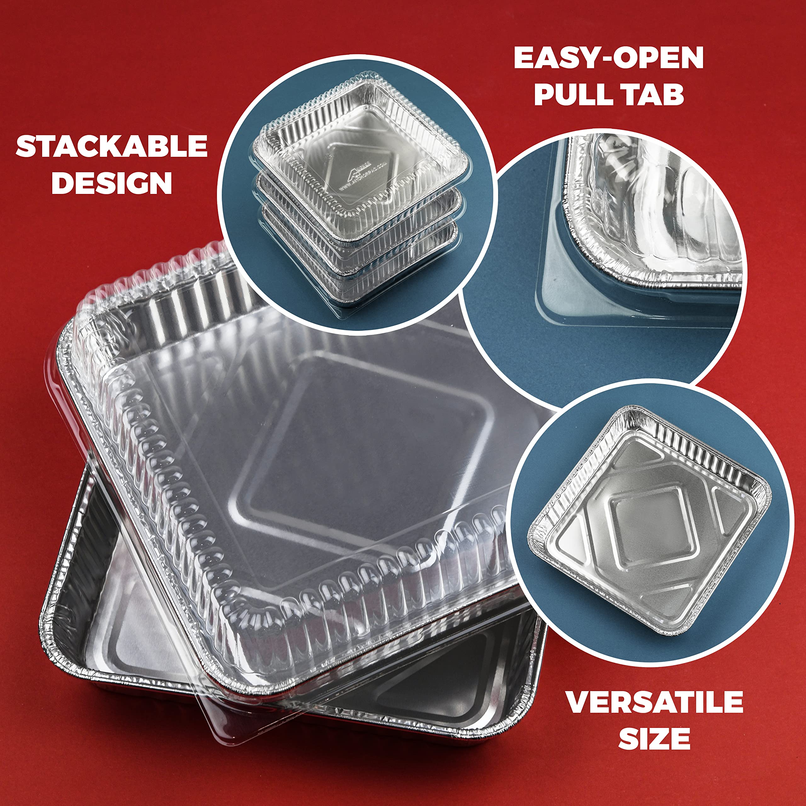 NYHI 50-Pack Heavy Duty Square Disposable Aluminum Oblong Tin Foil Pans ...