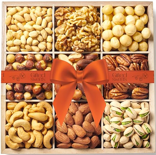 Amazon.com: Nuts Gift Basket - 9 Varieties - Roasted Natural Gourmet ...