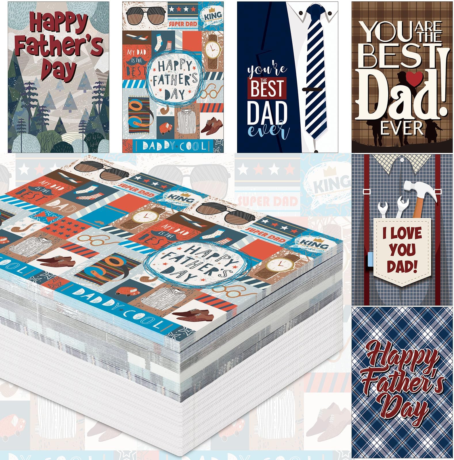 Amazon.com : Dunzoom 120 Set Father's Day Cards with Envelopes Stickers ...