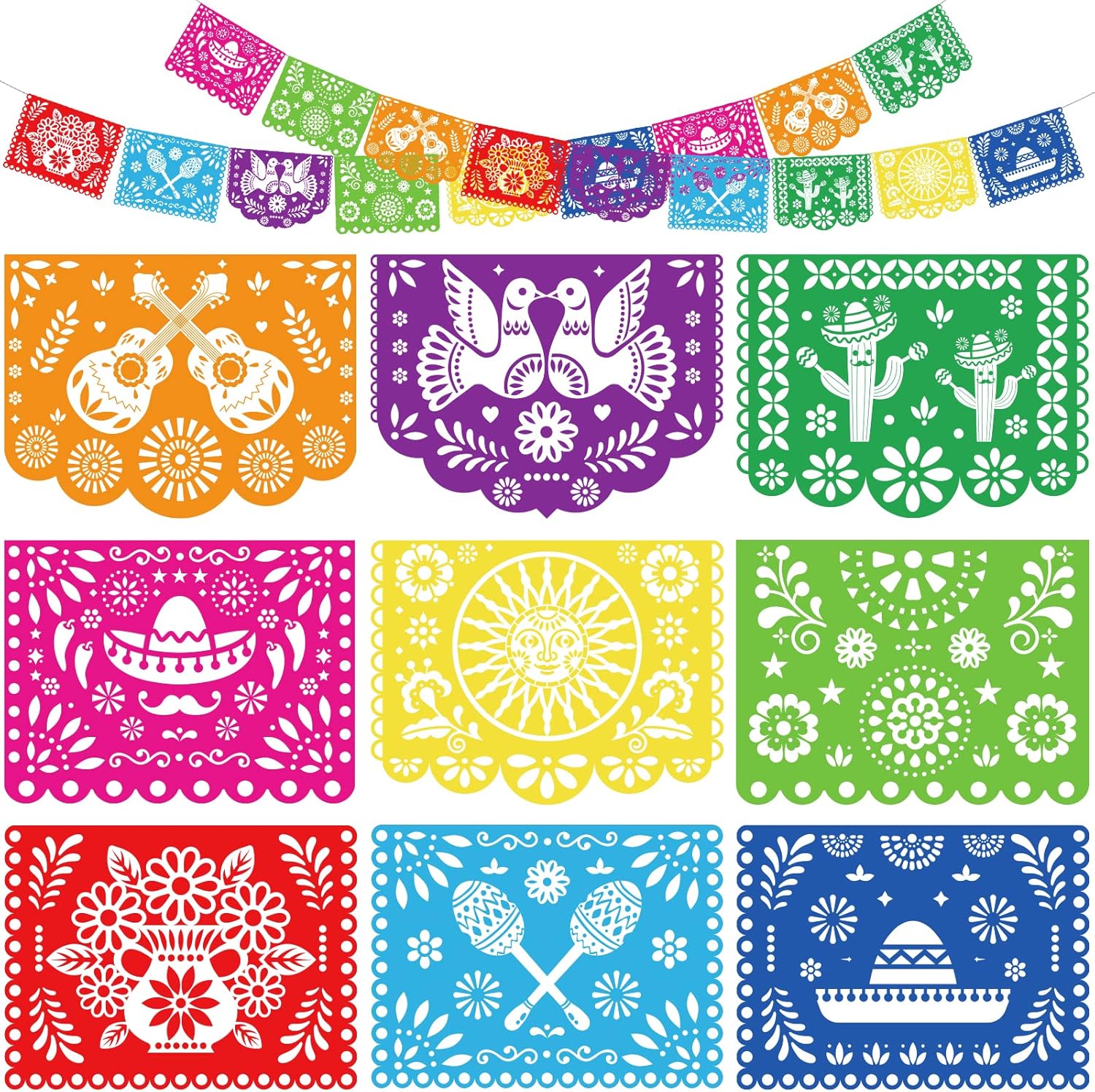 Amazon.com: DomeStar Mexican Party Decoration, 18 Feet Plastic Papel ...