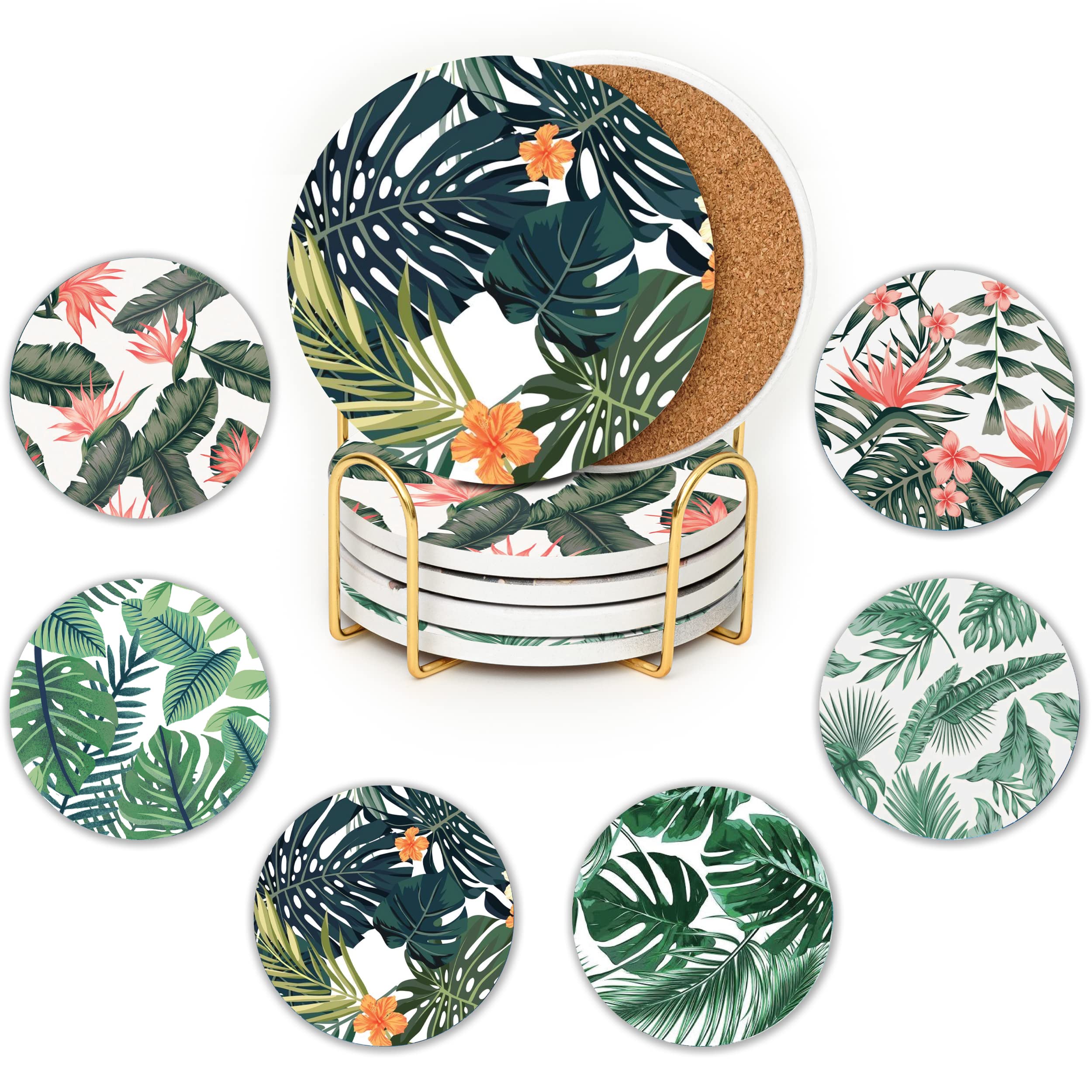 JJ PRIME - Ceramic Coasters Set Of 6 | Absorbent Coasters With Holder ...