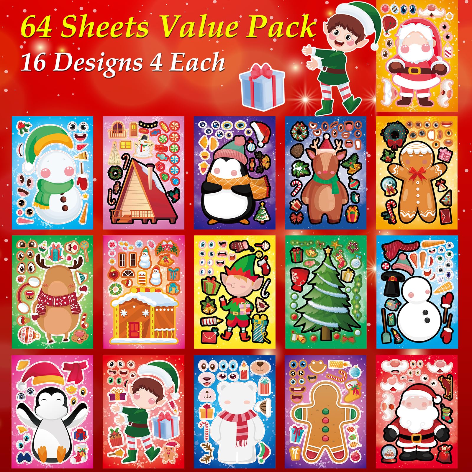 Snapklik.com : Christmas Stickers 64 Sheets Make Your Own Christmas ...