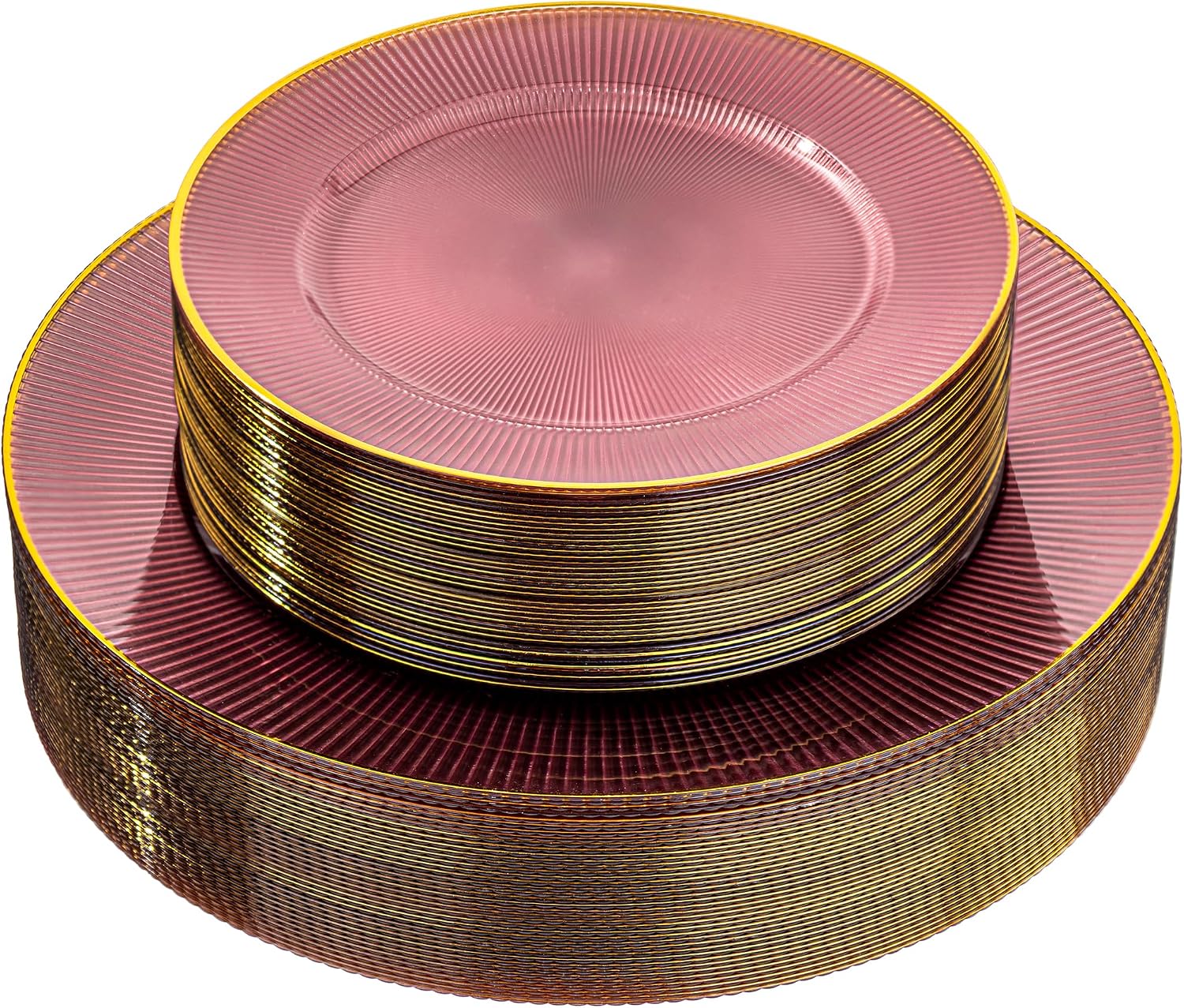 Amazon.com: Hioasis 60pcs Burgundy and Gold Plastic Plates - Burgundy ...