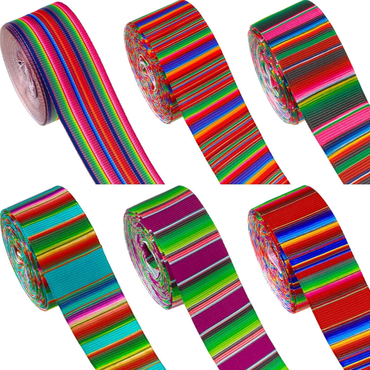 Amazon.com: WILLBOND 6 Pieces Fiesta Ribbon Mexican Serape Rainbow ...