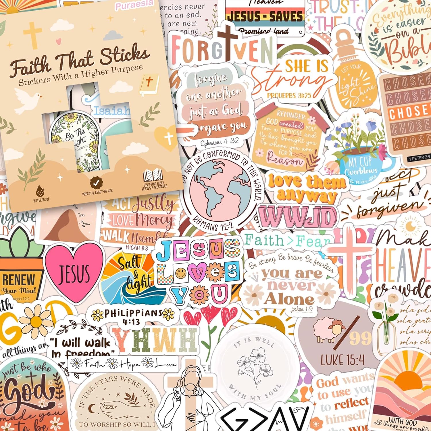 Amazon.com: 225 PCS Christian Bible Verse Stickers by Puraesla ...