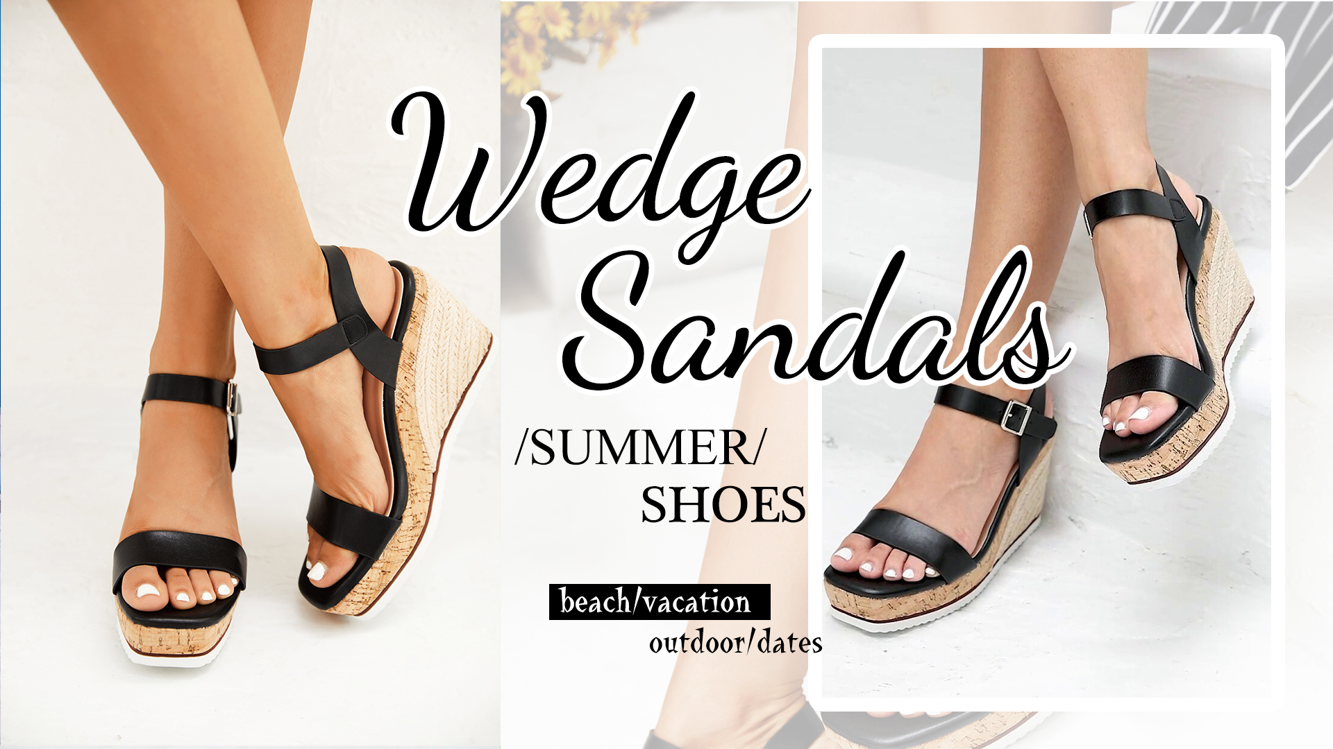 Watch black wedge heels for summer on Amazon Live