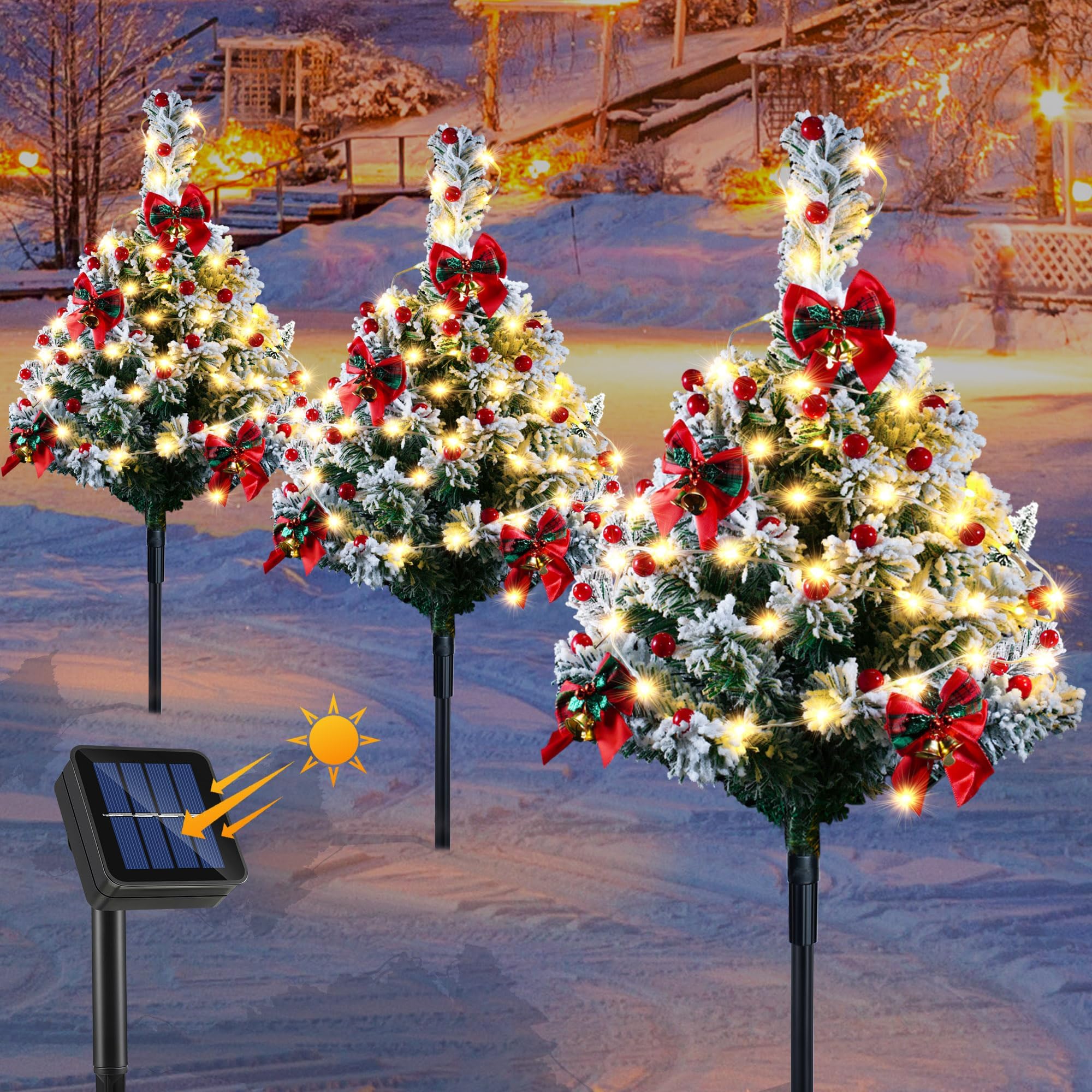 Amazon.com : Meonum 3 Pack Each 2.5 FT Solar Christmas Tree Lights ...