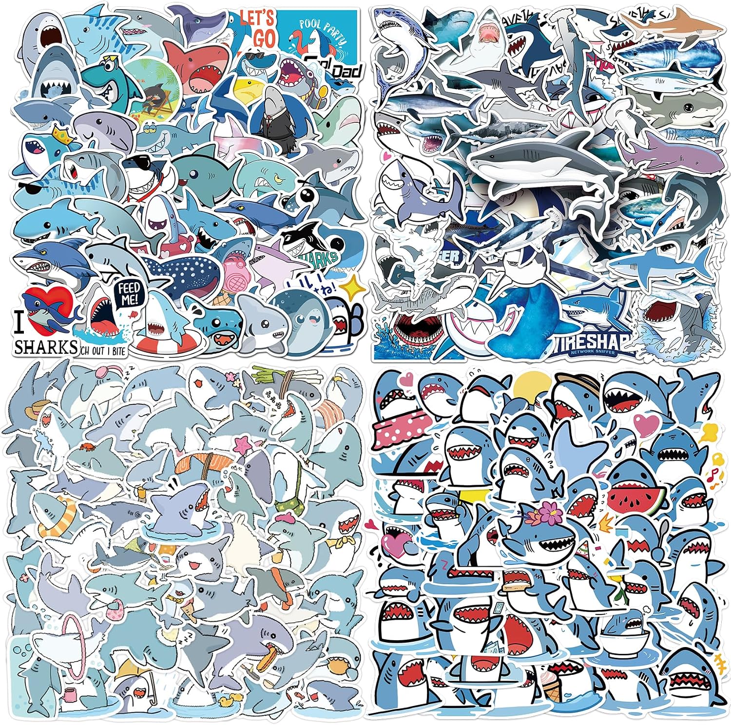 Amazon.com: SEEYEON 200Pcs Shark Stickers for Kids Adults, Waterproof ...