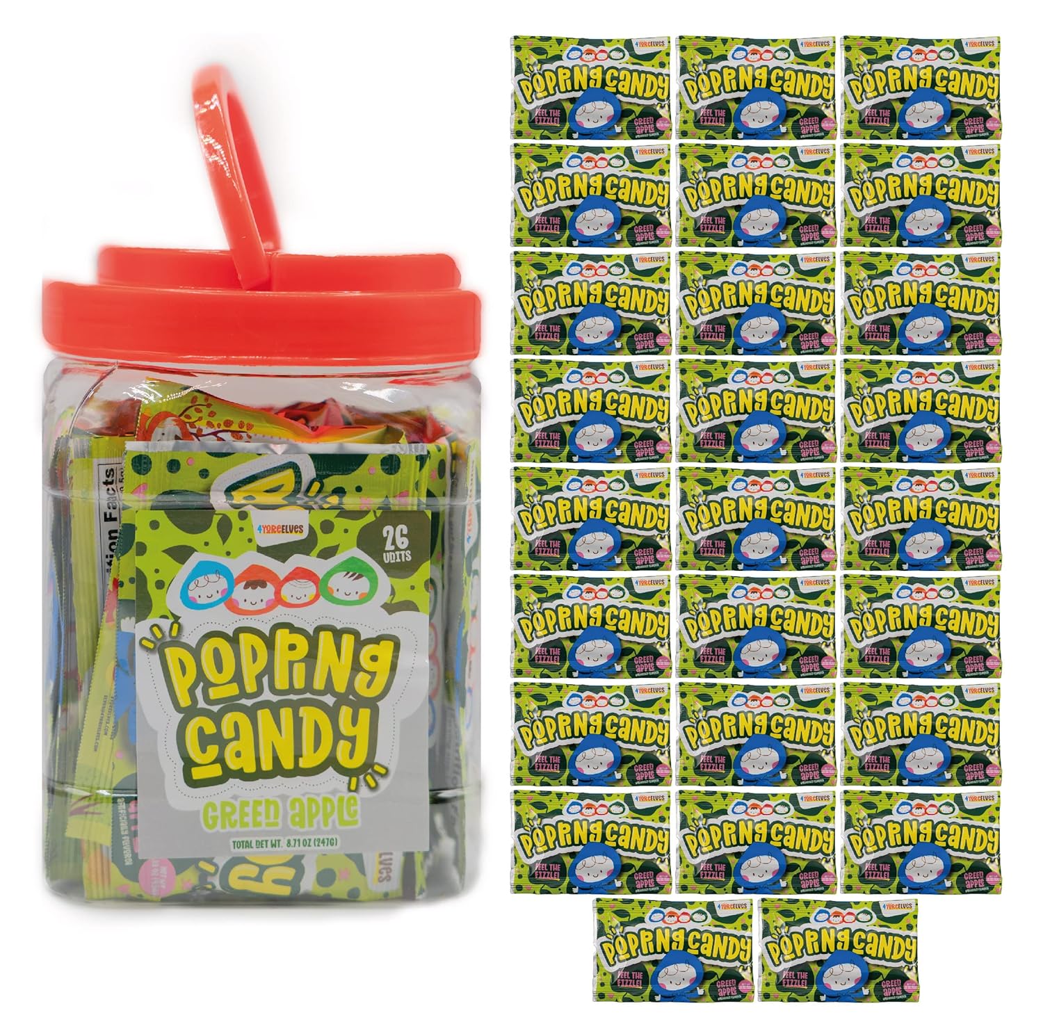 Amazon.com : 26 Pack of Green Apple Popping Crackling Candy, Nostalgic ...