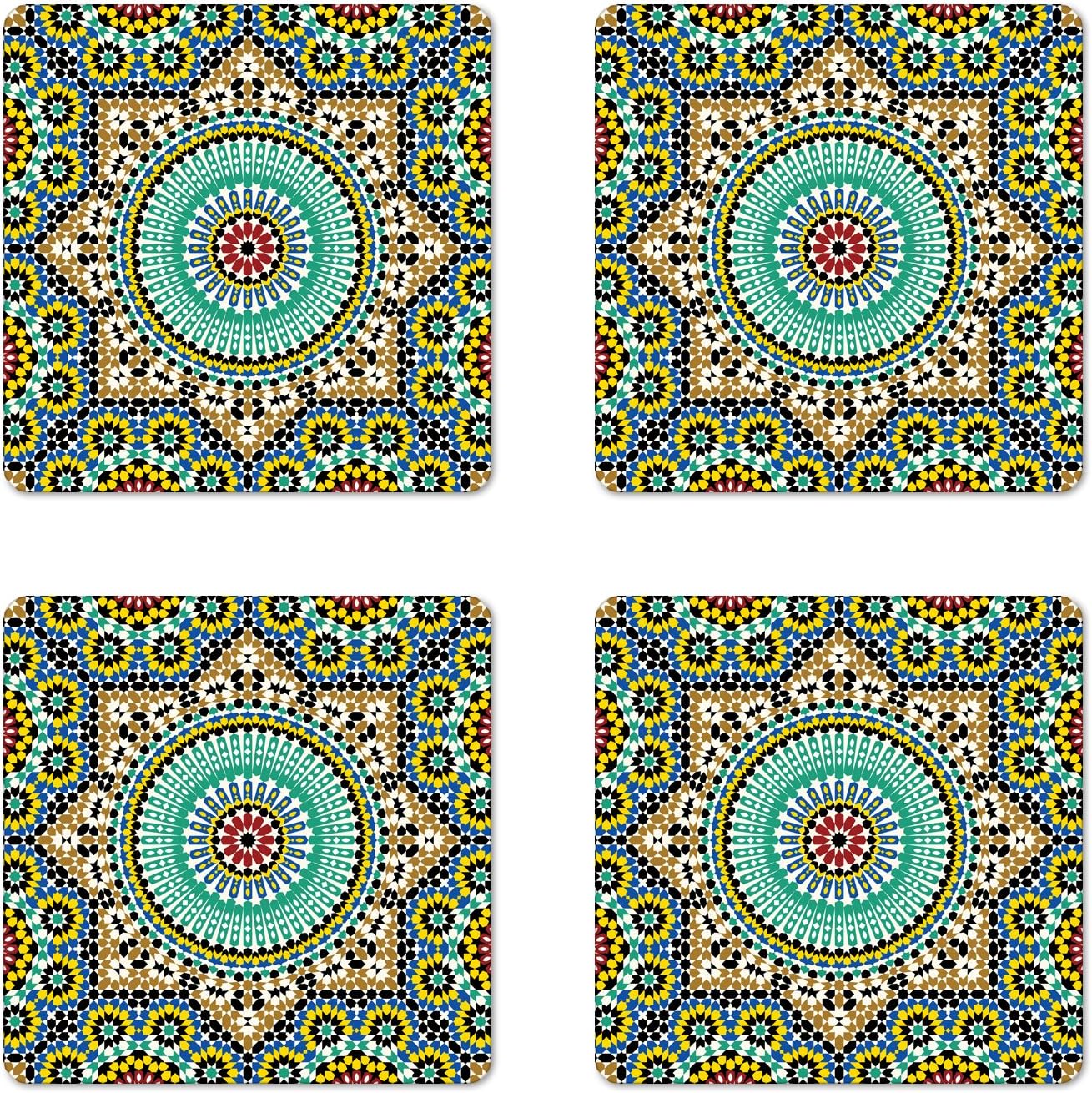 Amazon.com: Lunarable Moroccan Coaster Set of 4, Architectural Glaze ...