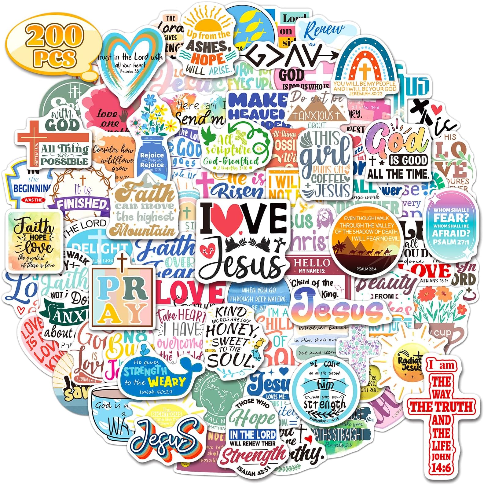 Amazon.com: 100pcs Christian Stickers,Bible Stickers,Motivational Kid ...