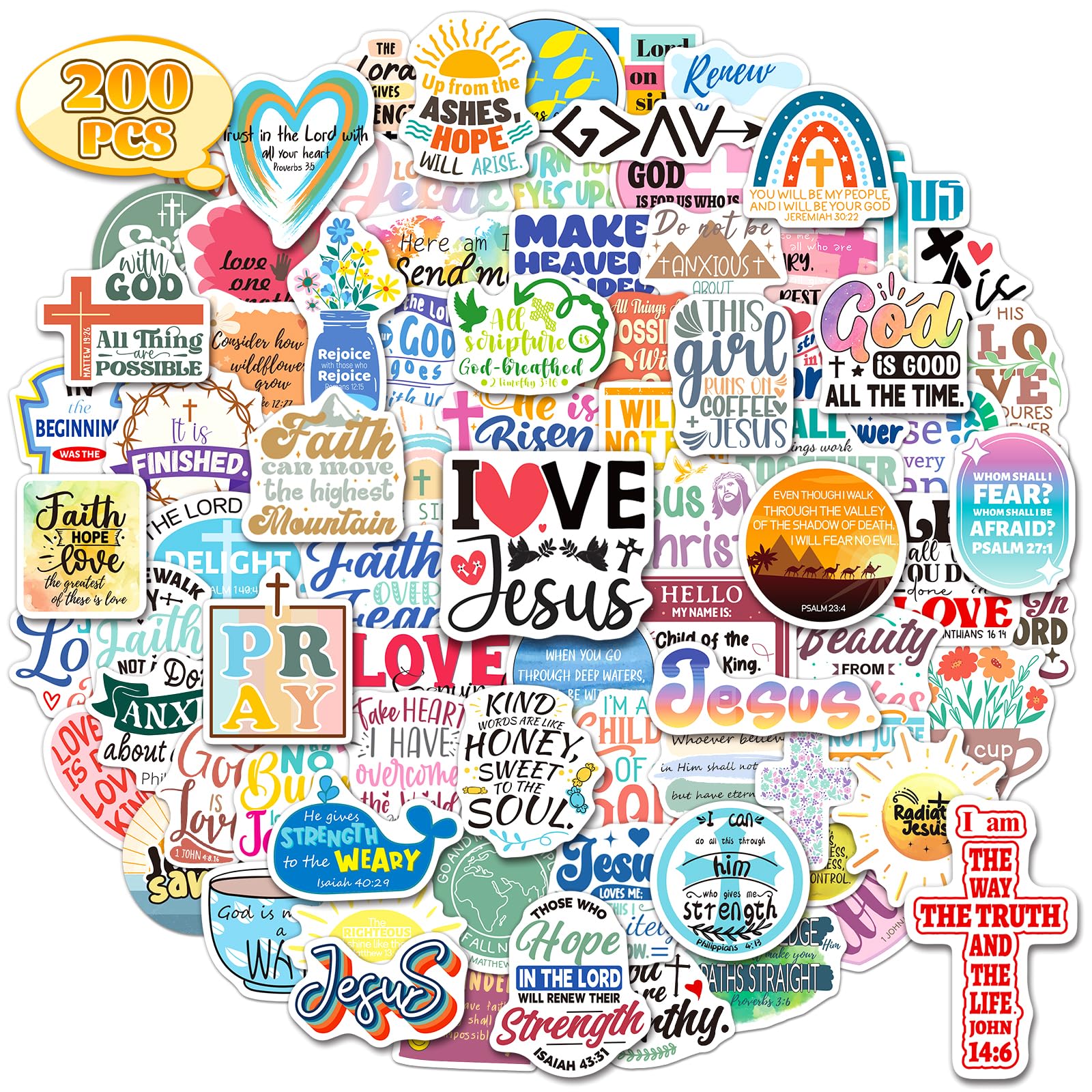 Amazon.com: HomSeon 200Pcs Inspirational Christian Stickers, Religious ...