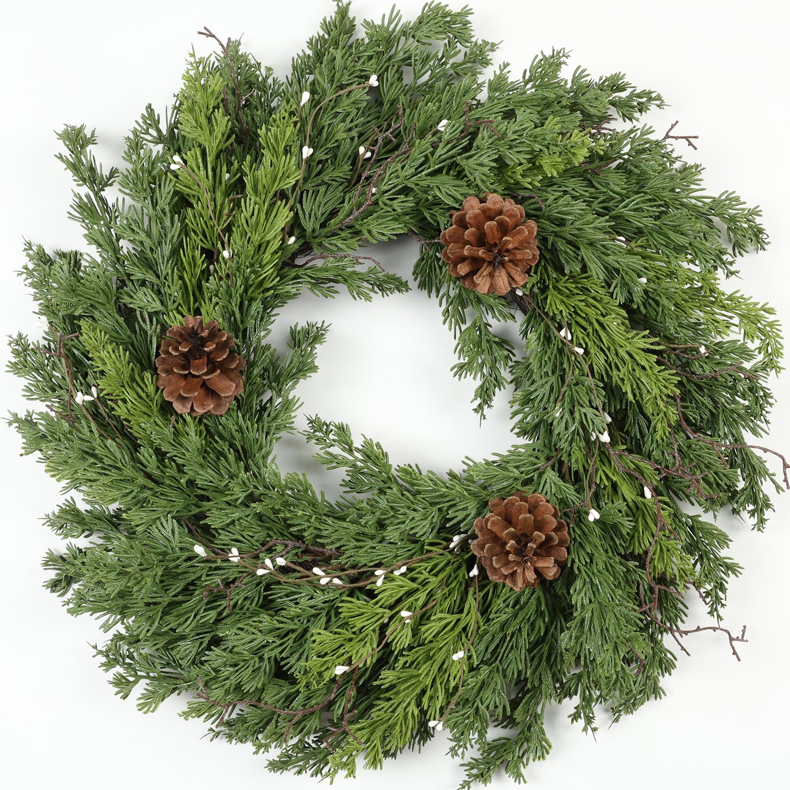 Amazon.com: Artgar 24 Inch Christmas Cypress Wreath, Christmas Wreath ...