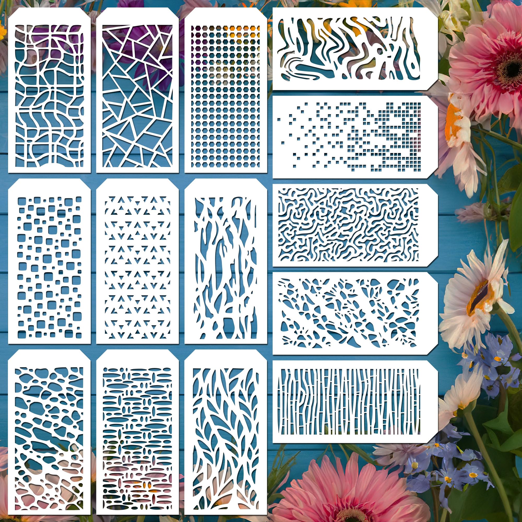 Amazon.com : 14 Pieces Stencils for Painting Abstract Texture Designs ...