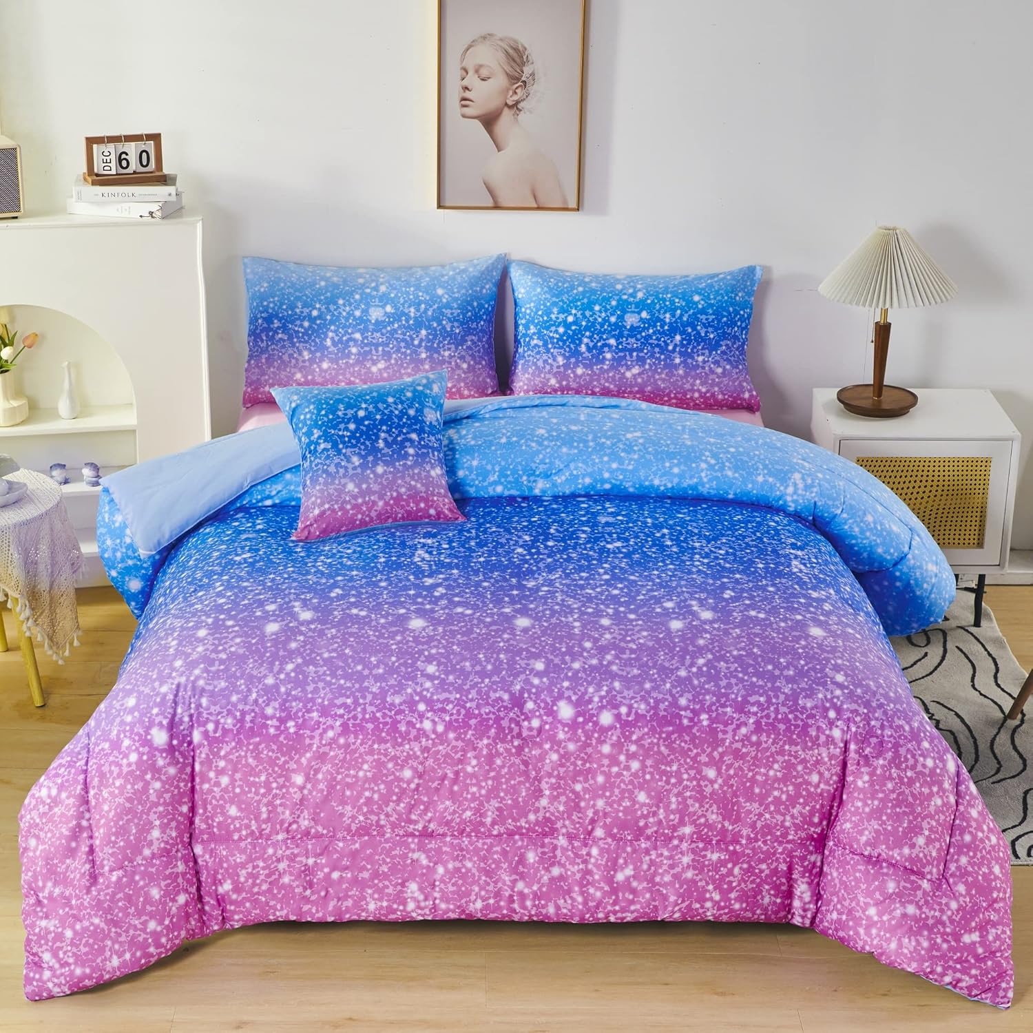 Amazon.com: RYNGHIPY 6Pcs Sparkle Gradient Glitter Comforter Sets ...