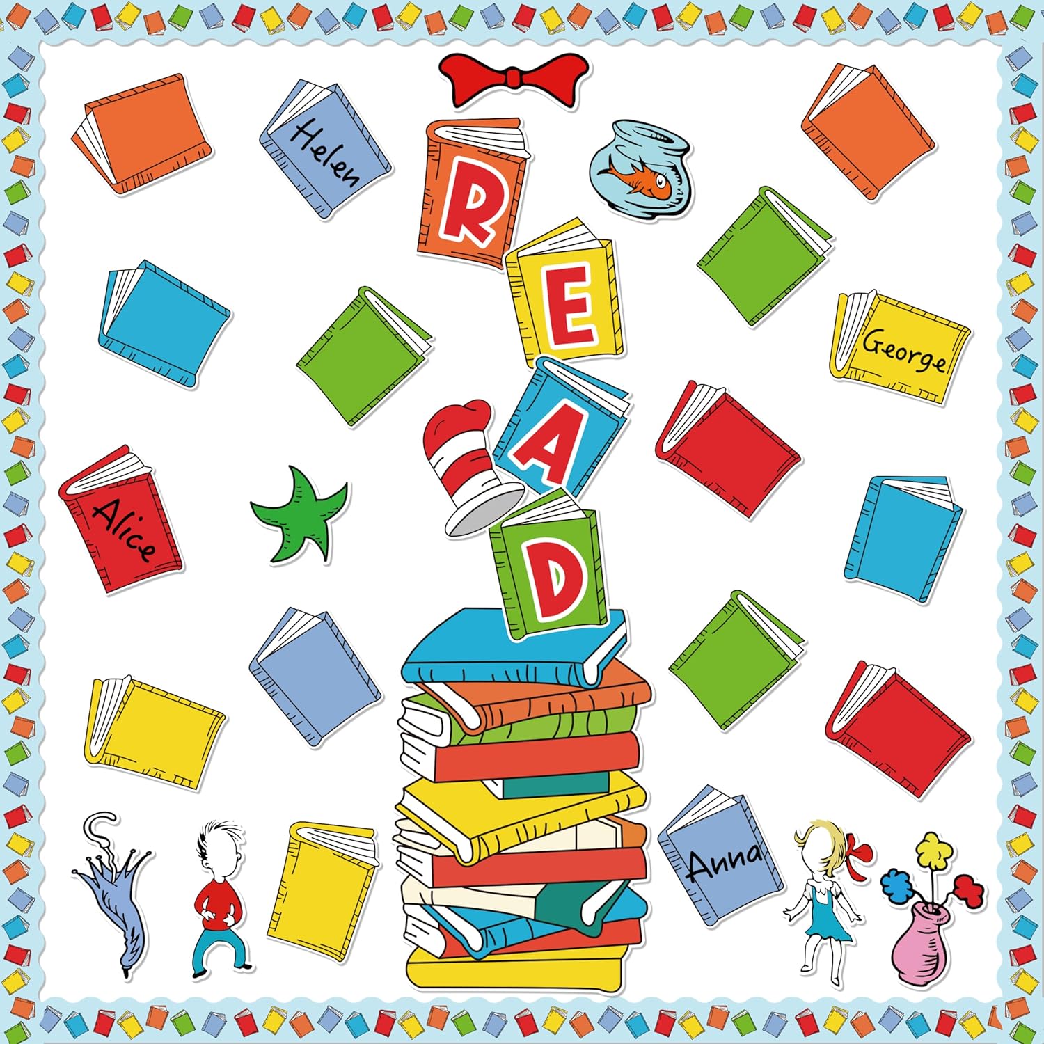 Amazon.com: Axbvok9Uconie Back to School Reading Bulletin Board ...