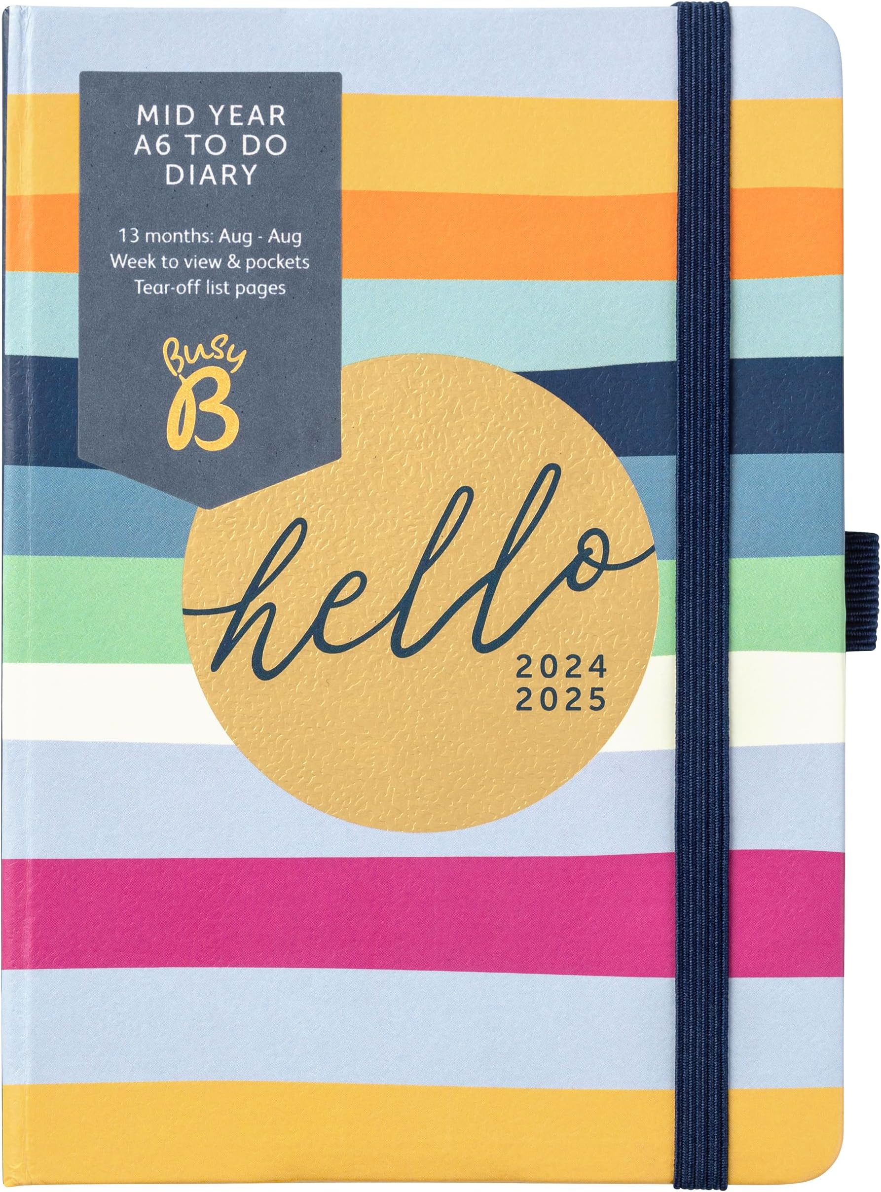 Busy B Mid Year A6 To Do Diary August 2024 - August 2025 - Stripe Week ...