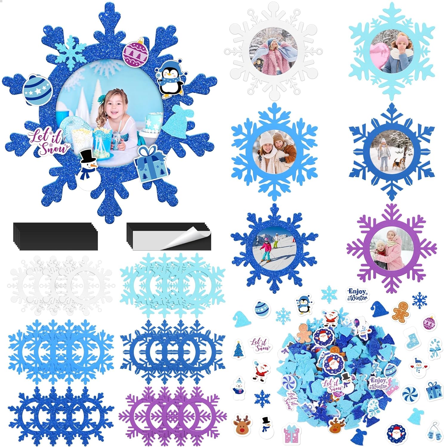 Amazon.com: Fovths 24 Pack Winter Foam Picture Frames Craft Kit Winter ...