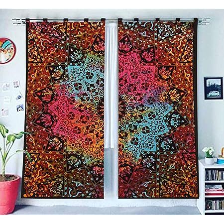 Set di 2 Tende Decorate con Albero, Marroni, da Appendere al Muro ...