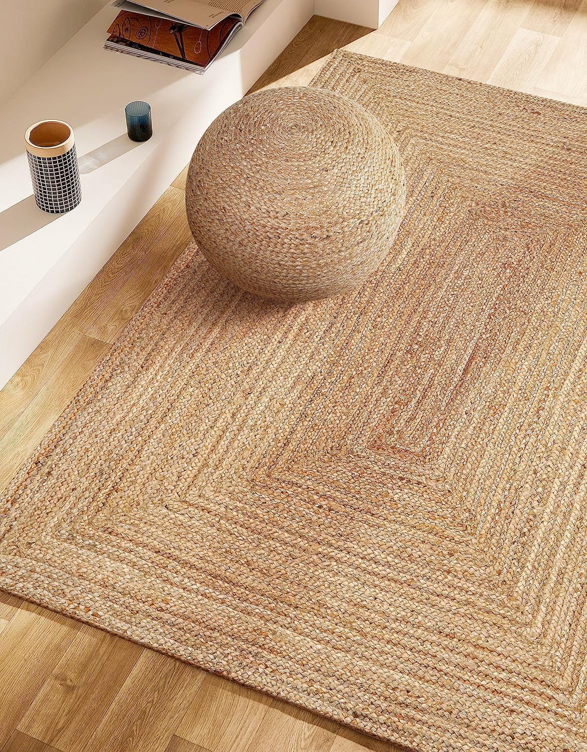 casa pura Natural Jute Rug - Modern Living Room Rug | Natural Fibre ...