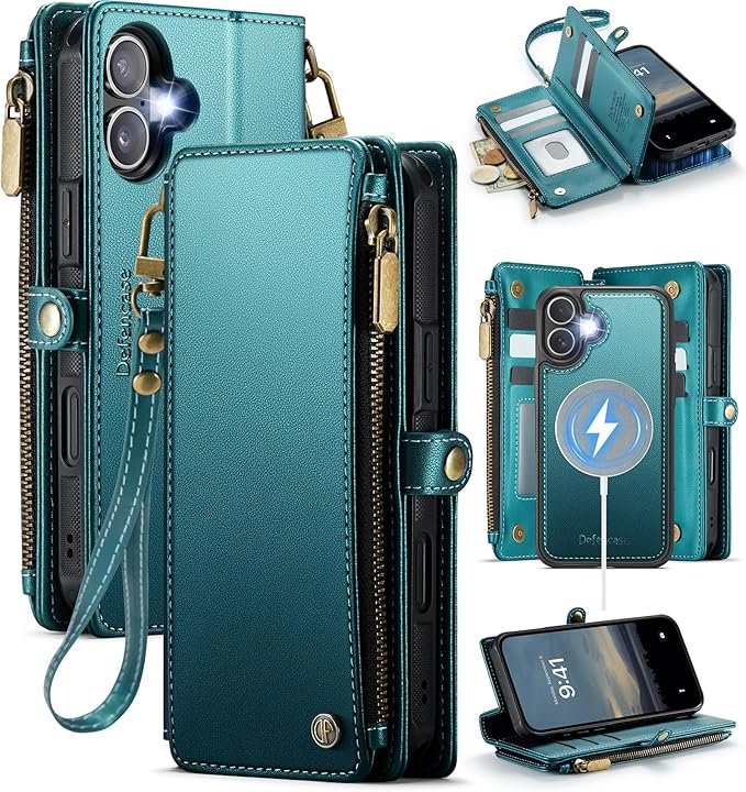 Amazon.com: Defencase for iPhone 16 Plus Magnetic Wallet Case Compatible with Magsafe with RFID ...