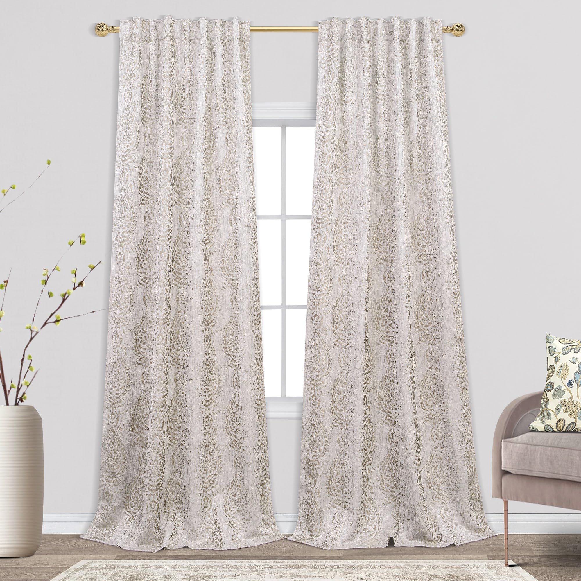 Amazon.com: Patterned Curtains Drapes 120 Inch Long for Living Room 2 ...